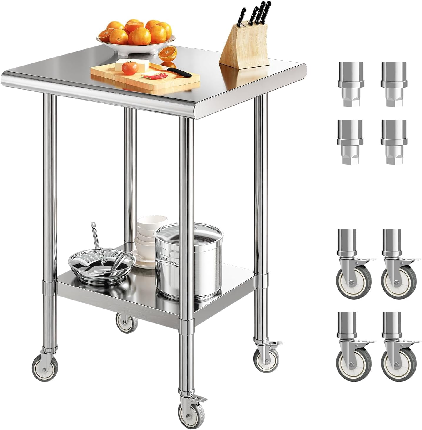 Food Prep Stainless Steel Table,Commercial Workbench with Caster Wheel ...