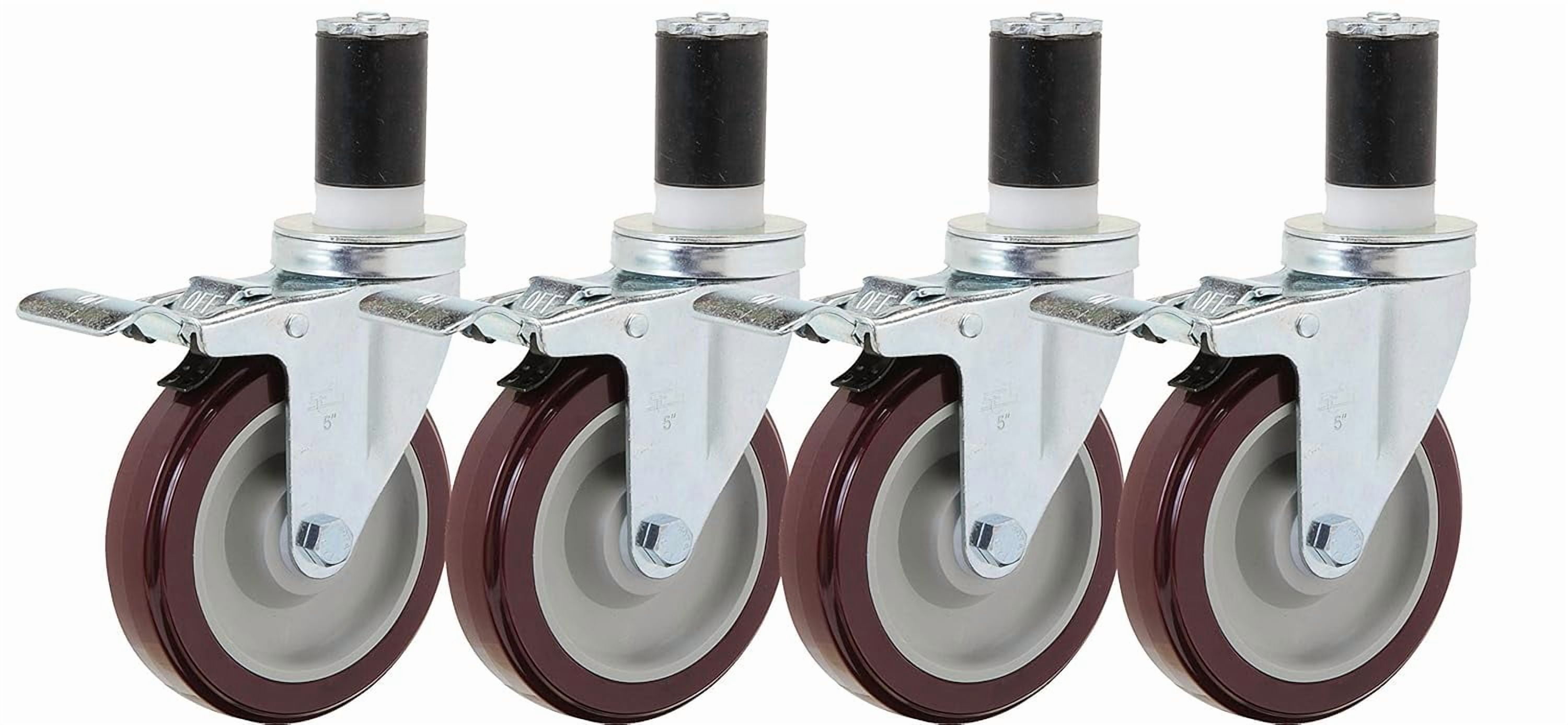 Food Prep Table Casters Set of 4 | 5" Polyurethane Caster Kit with ...