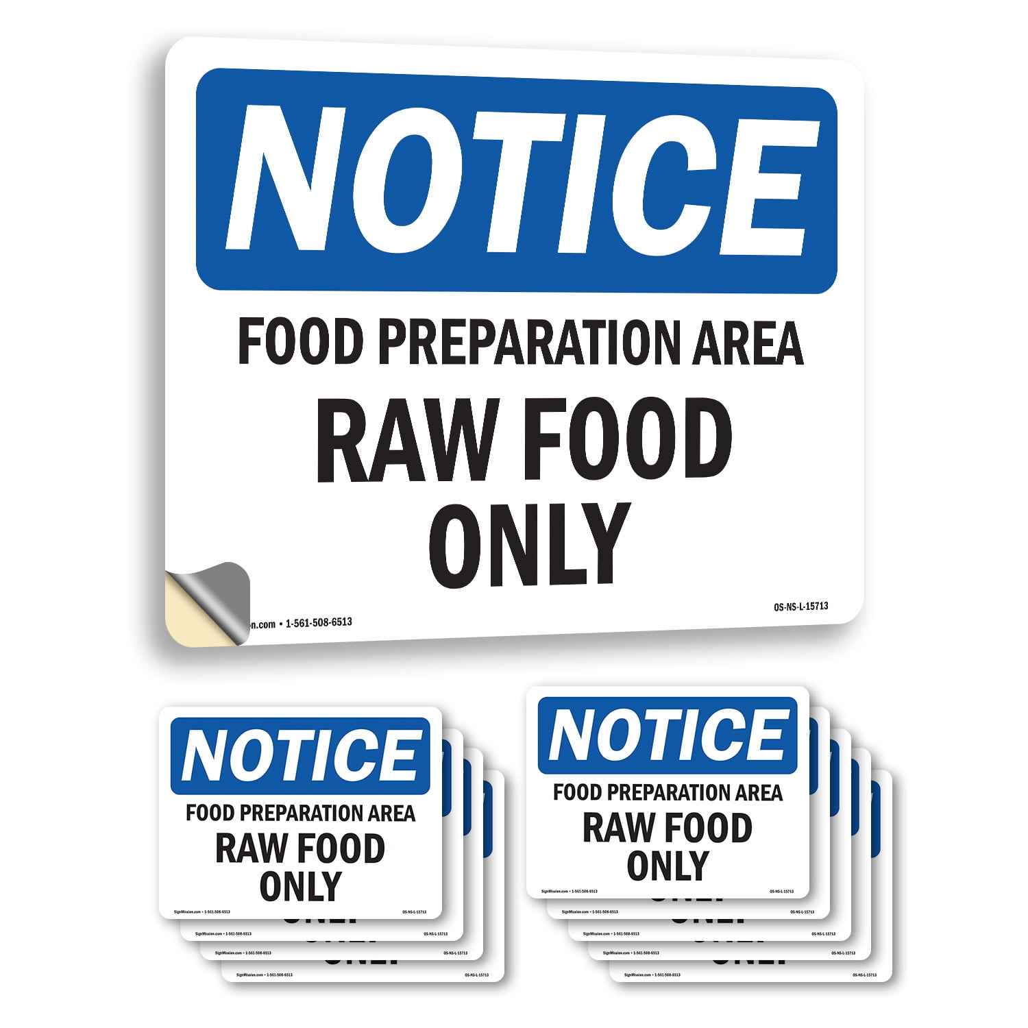Food Preparation Area Raw Food Only OSHA Notice Vinyl Decal Label 18 ...