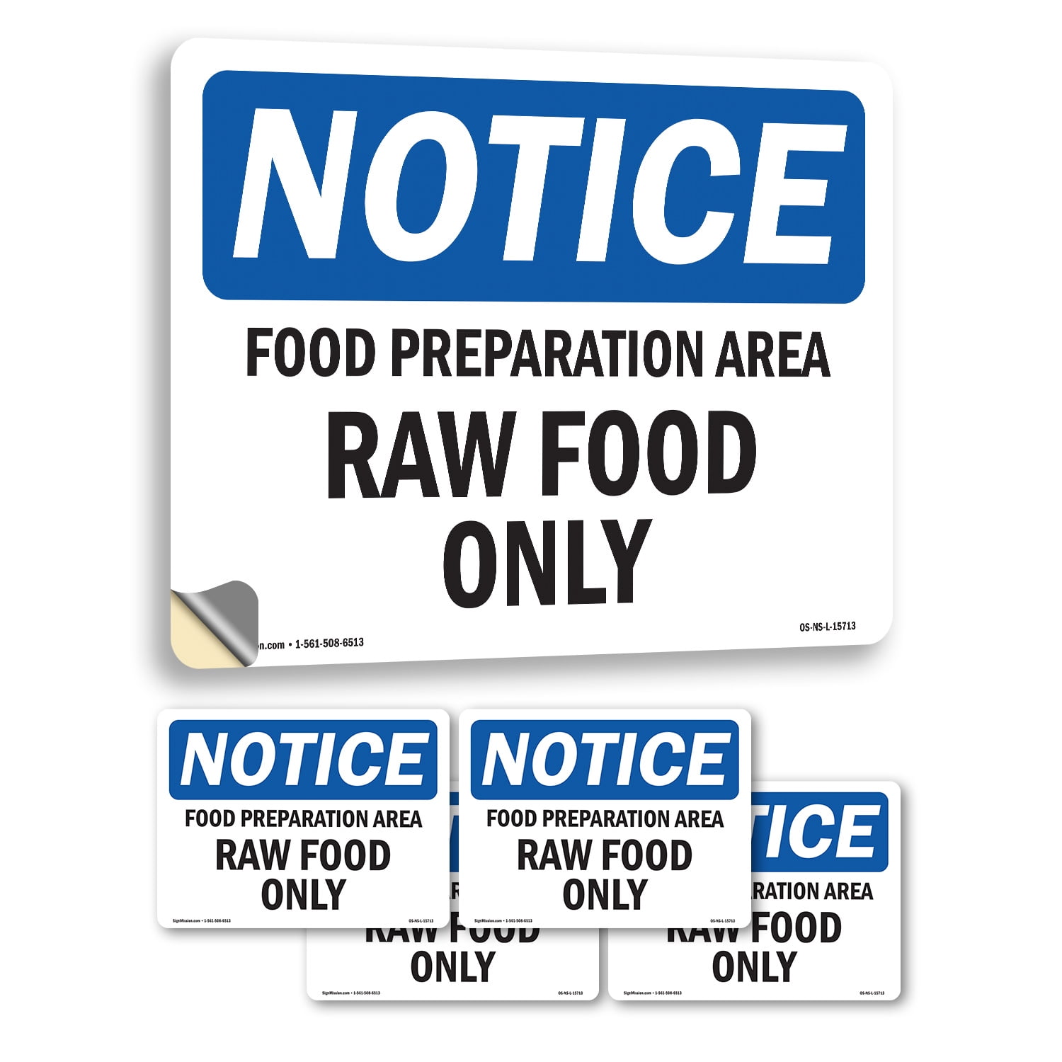 Food Preparation Area Raw Food Only OSHA Notice Vinyl Decal Label 24 ...