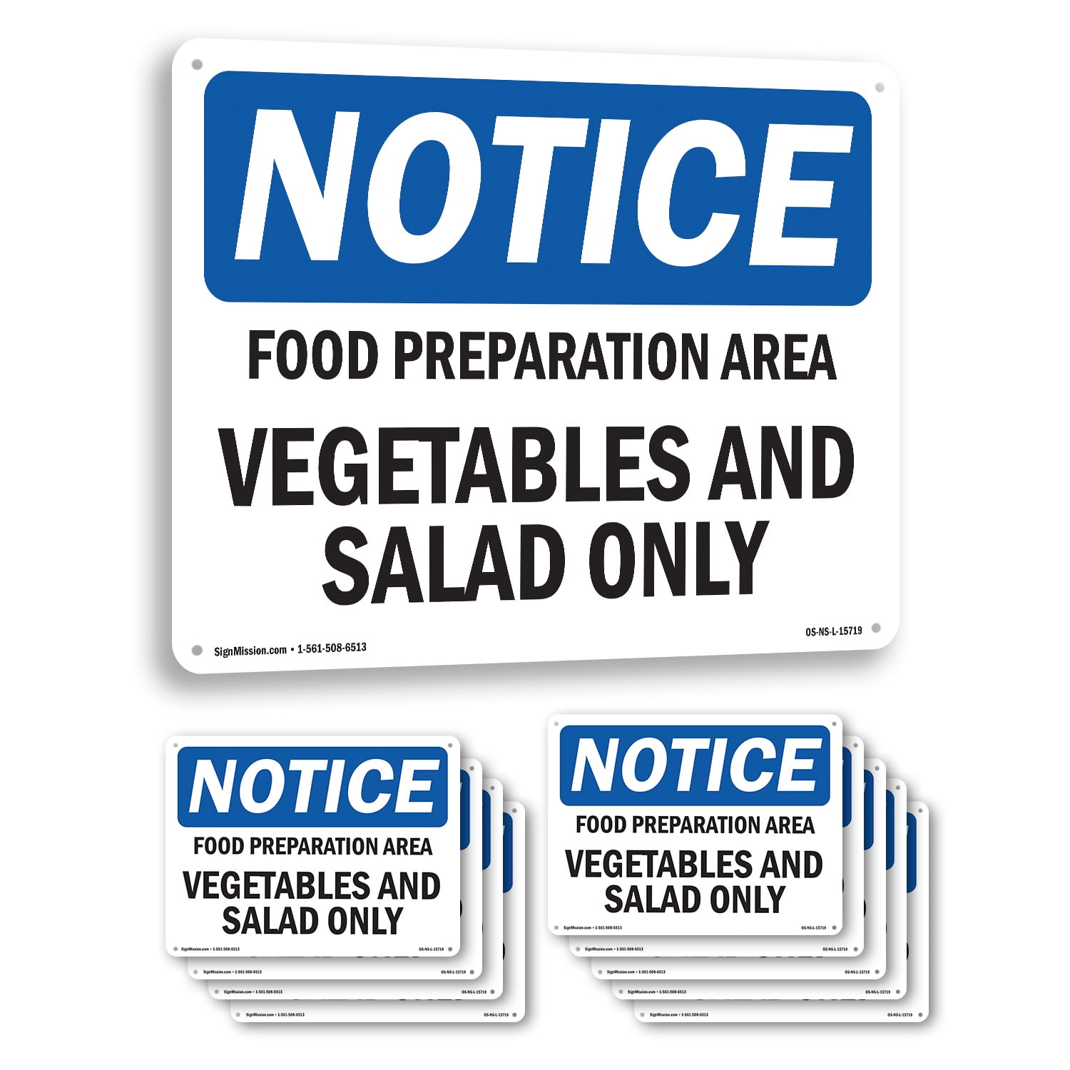 Food Preparation Area Vegetable Salad Only OSHA Notice Aluminum Sign 10 ...