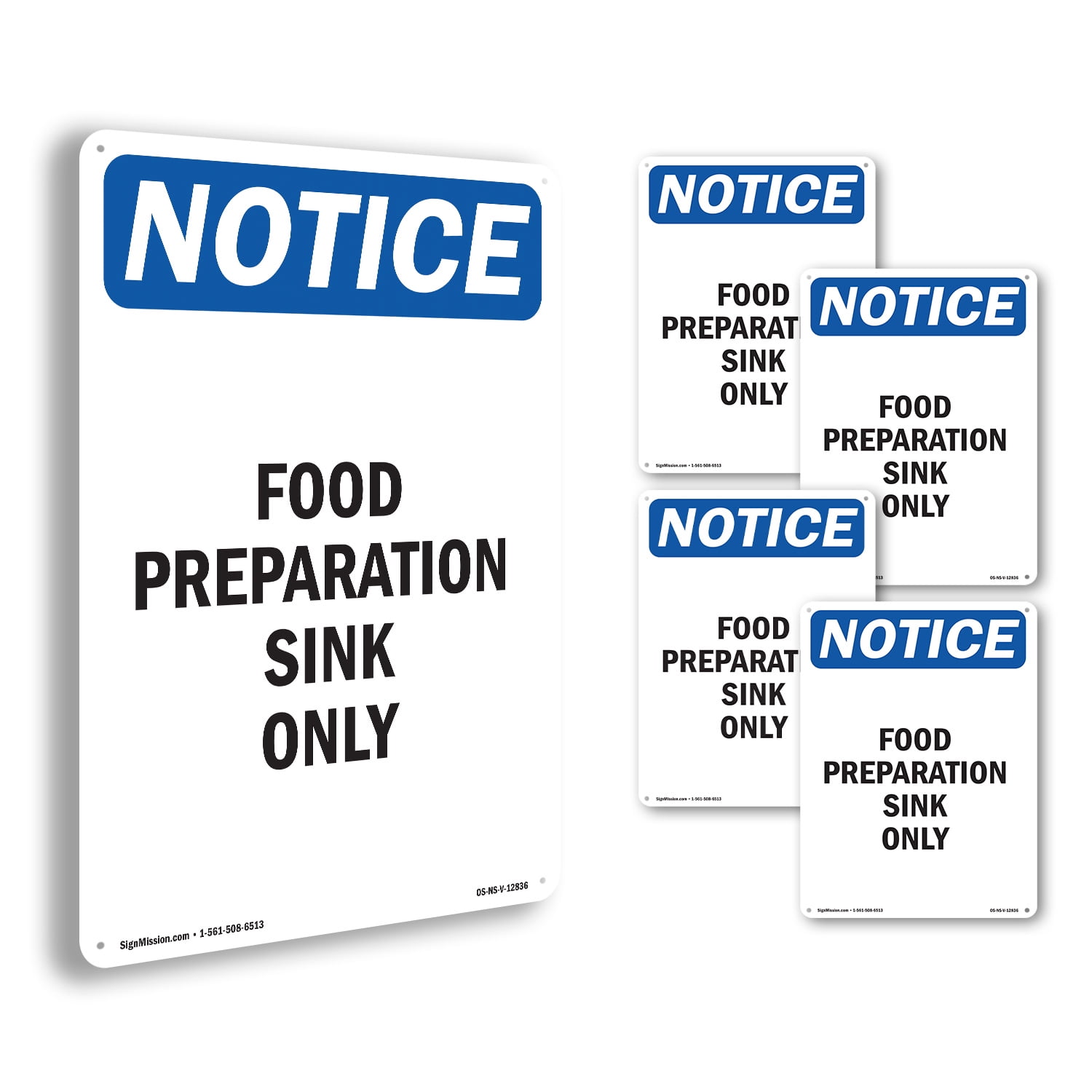 Food Preparation Sink Only OSHA Notice Rigid Plastic Sign 24 Inch x 18 ...