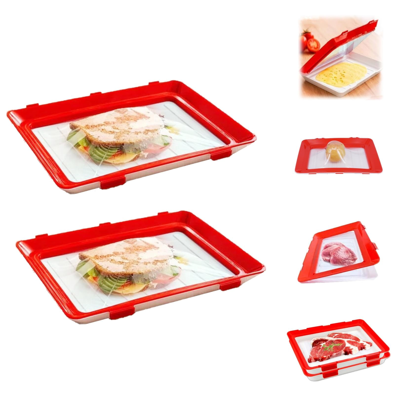Food Preservation Tray, Food Plastic Preservation Tray with Elastic ...