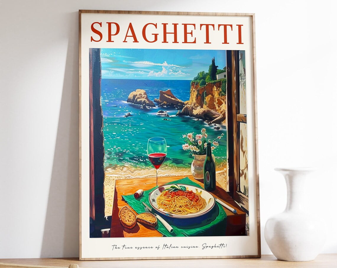 Food Print, Spaghetti Poster, Italian Food Art, Pasta Art, Food And ...