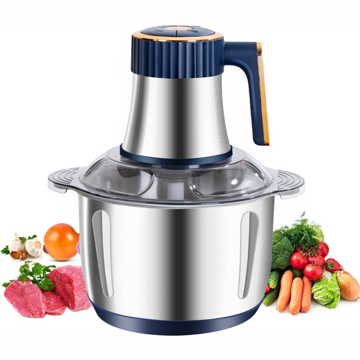 ACMETOP Meat Grinder, 500W Powerful Food Processors, 5L/12 Cup Stainless Steel Bowl, 5 Speed ...