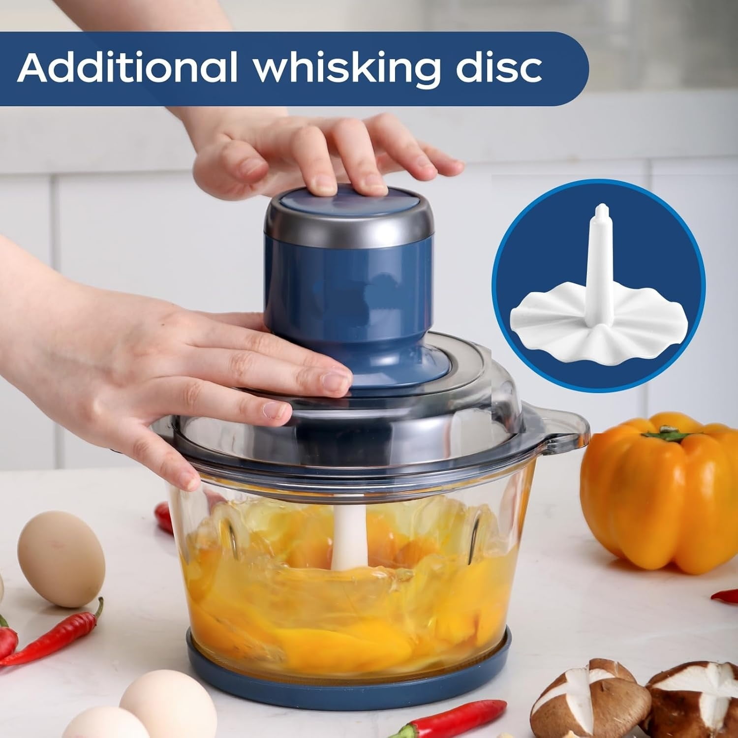 Food Processor,Electric Food Chopper with 7-Cup (1.7L) Glass Bowl, 4 Bi ...