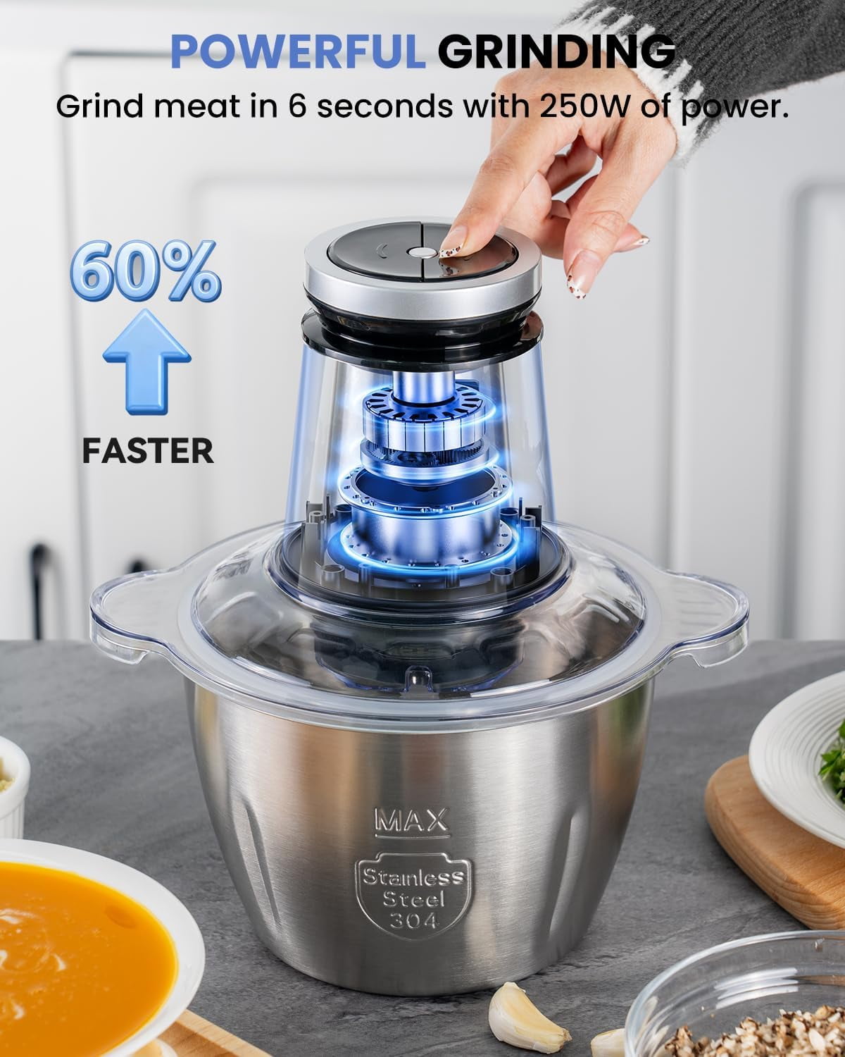 Food Processor Small, 10 Cup Food Chopper with Container, 2.3L 600W ...