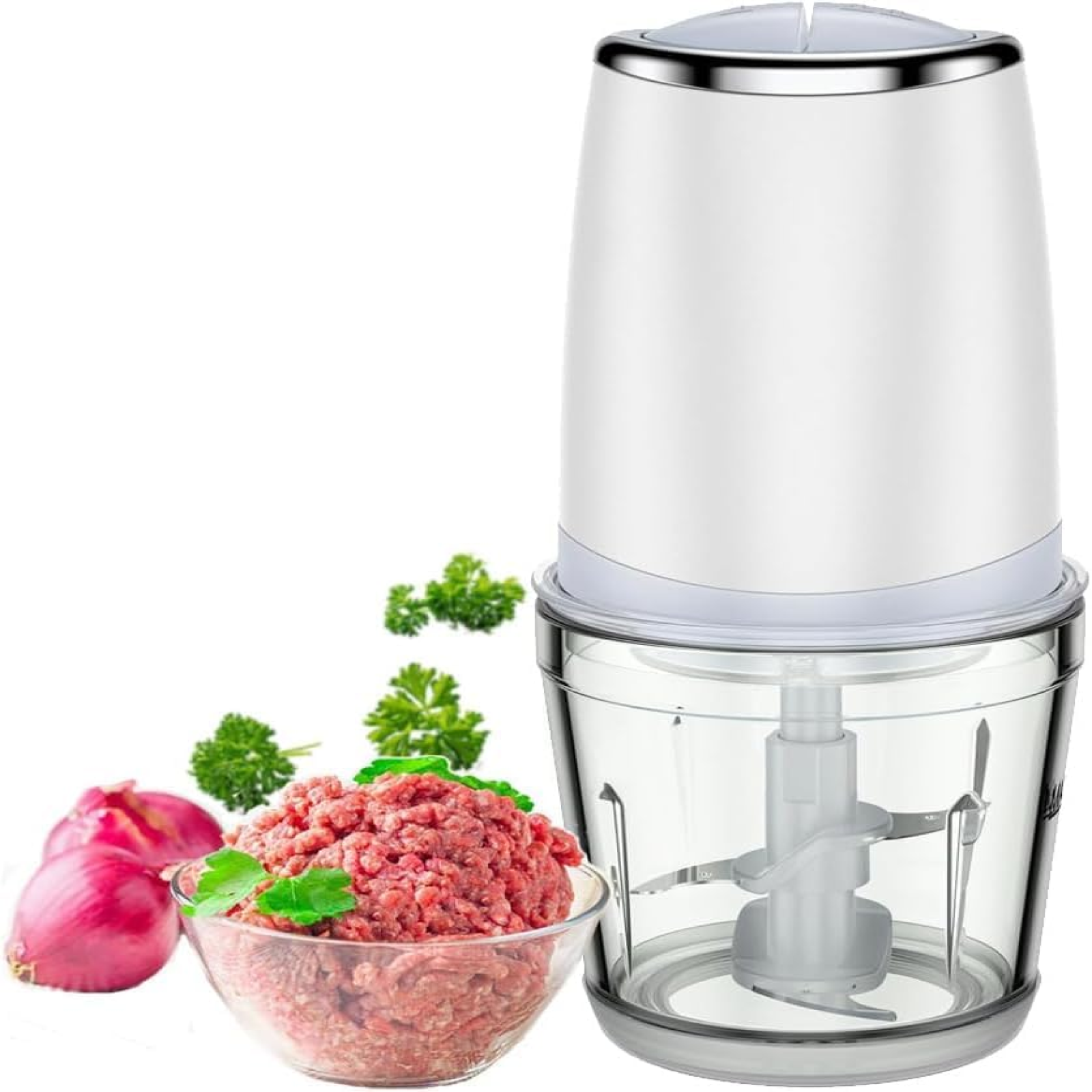 Food Processor with 2.5 Cup Glass Bowl,Mini Electric Food Chopper 300W ...
