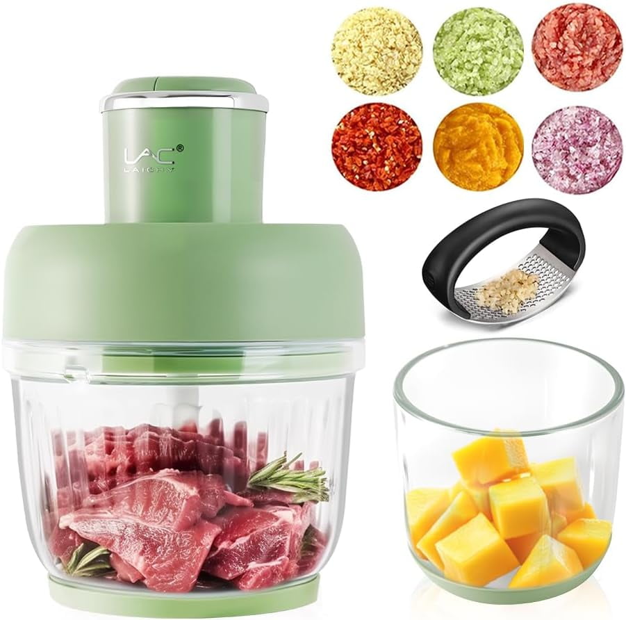 Food Processors,Electric Food Chopper with Meat Grinder & Ve table Chopper - 2 Glass Bowls ...