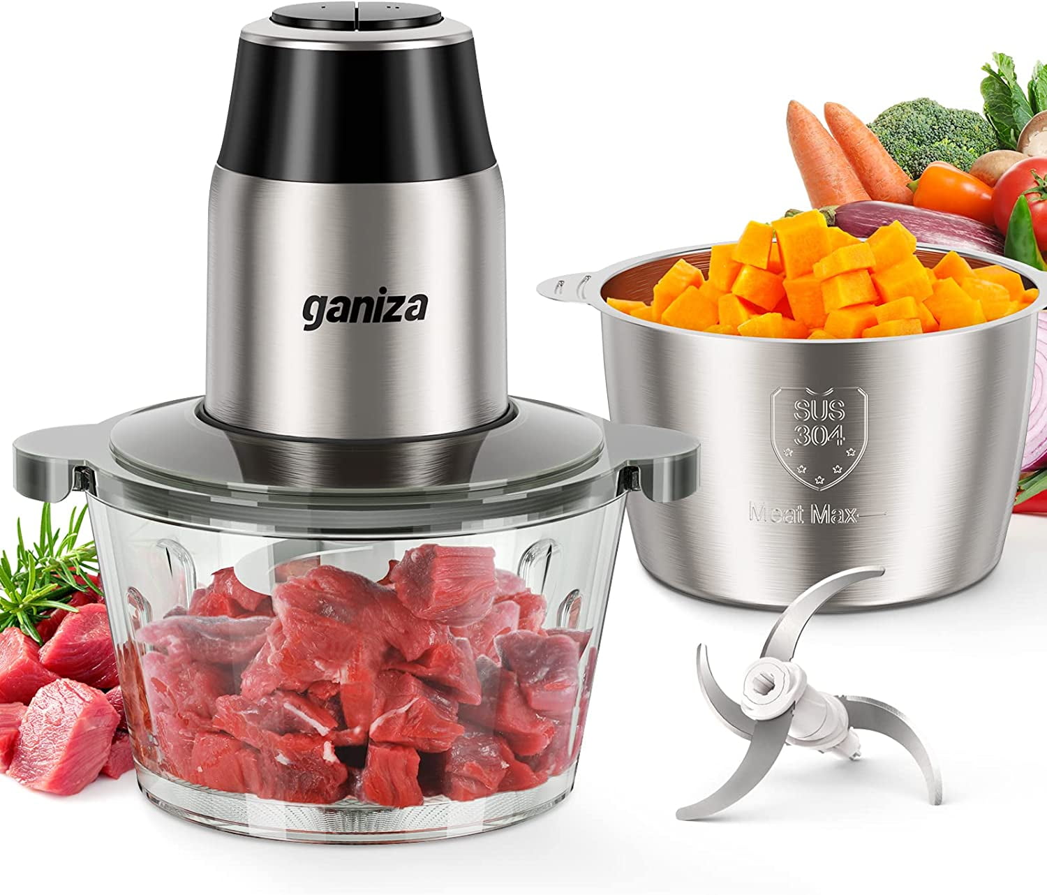 Food Processors, Electric Food Chopper with Meat Grinder & Vegetable ...