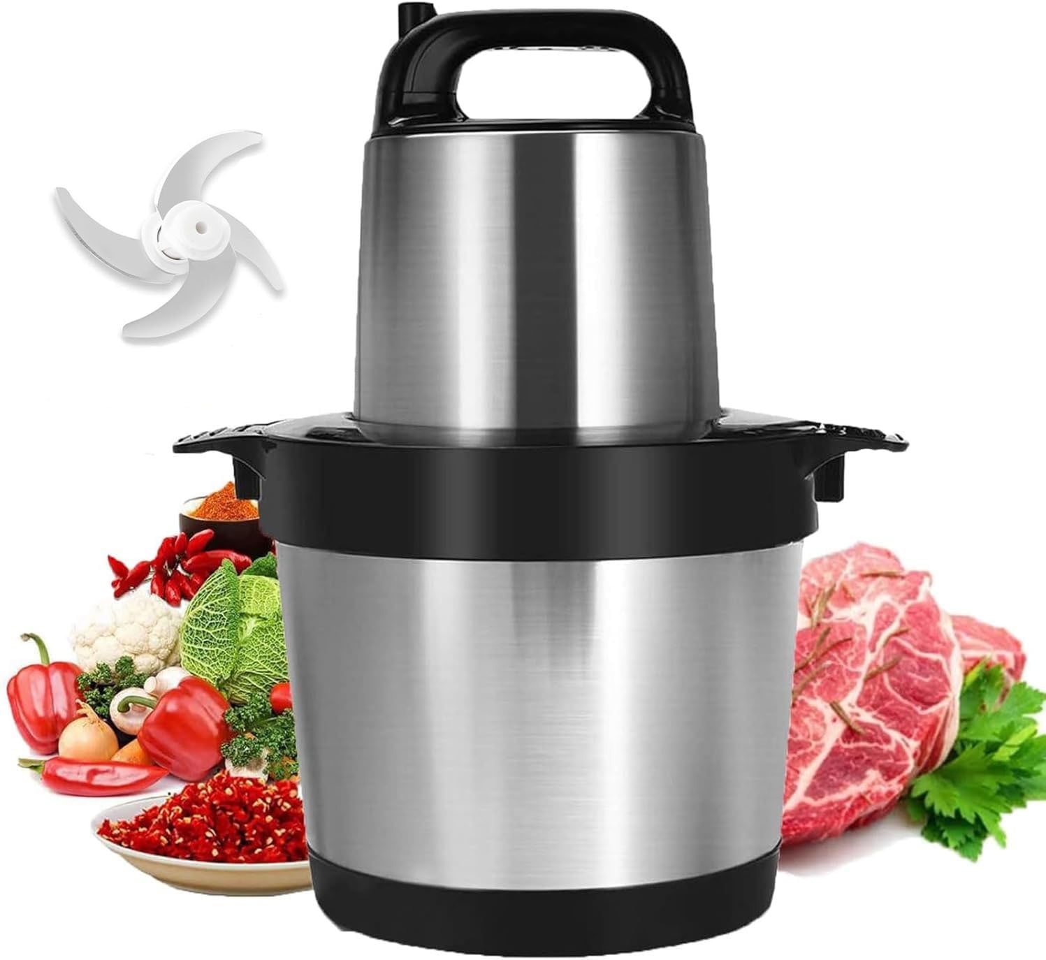 Food Processors with 1 Bowls, Meat Grinder 4 Bi-Level Blades, Mini ...