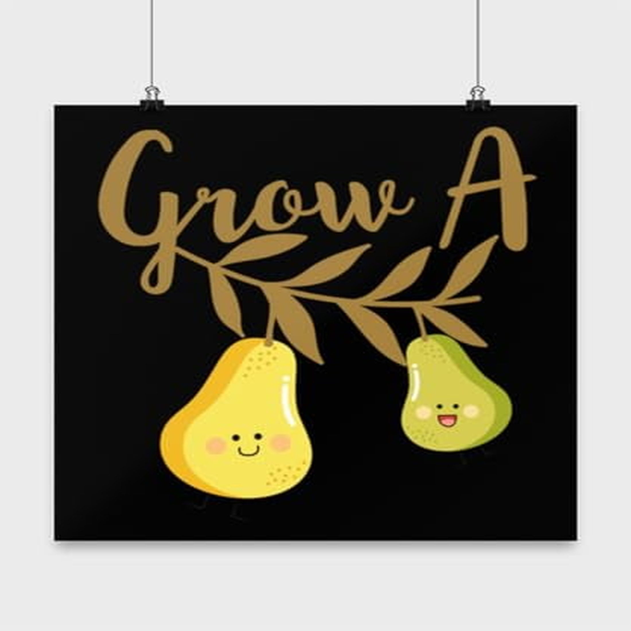 Food Pun Poster - Matte Paper Finish - Grow A Pear Tree Wall Art Gift ...