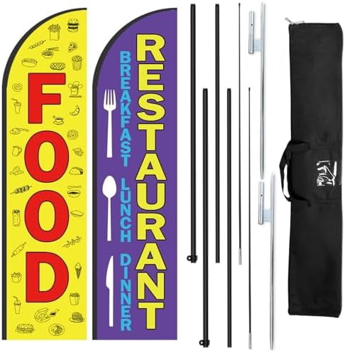 Food & Restaurant Feather Flag With Pole Kit,Outdoor Business ...