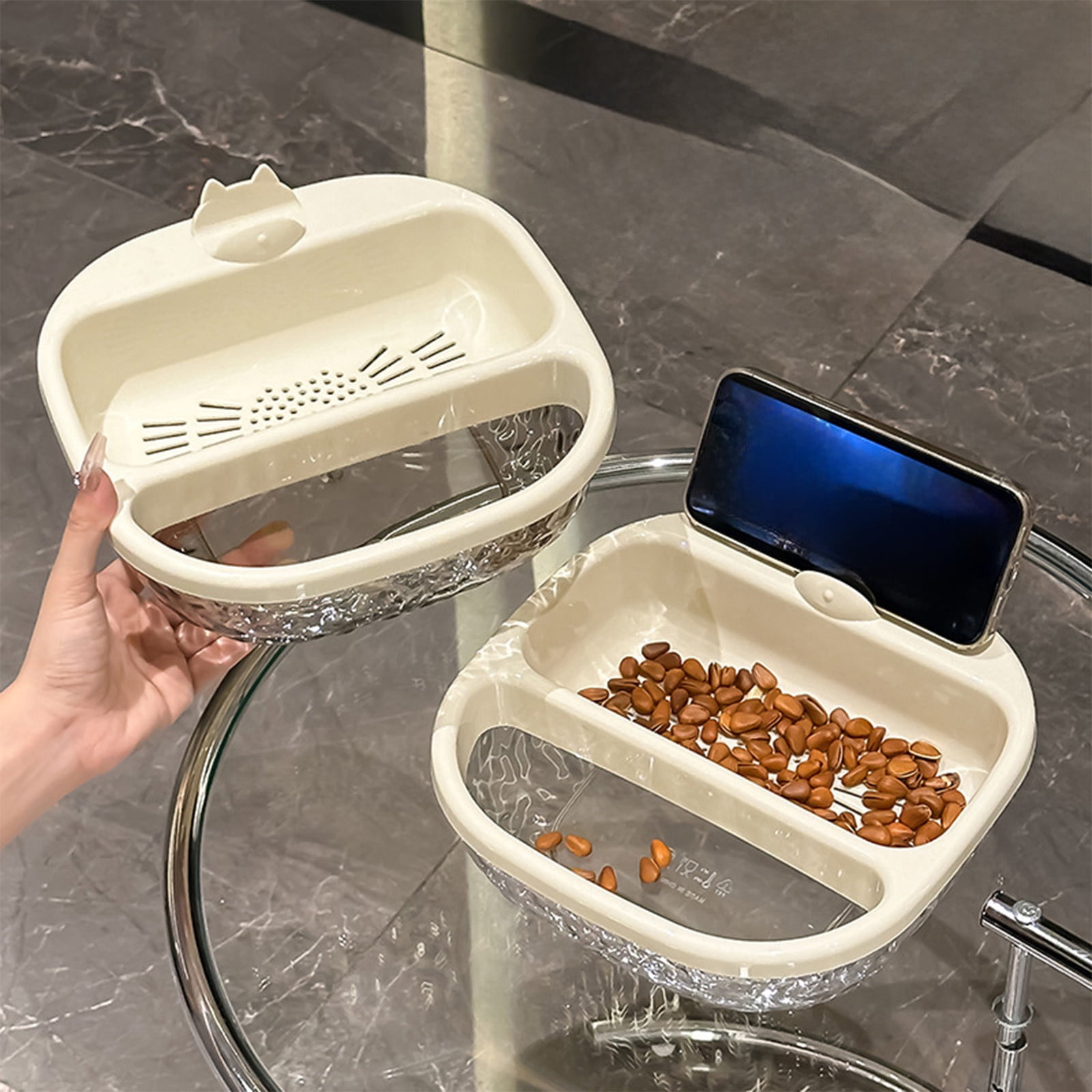 Food Safe Plastic Kitchen Organizer Basket with Drainer Holes - Space ...