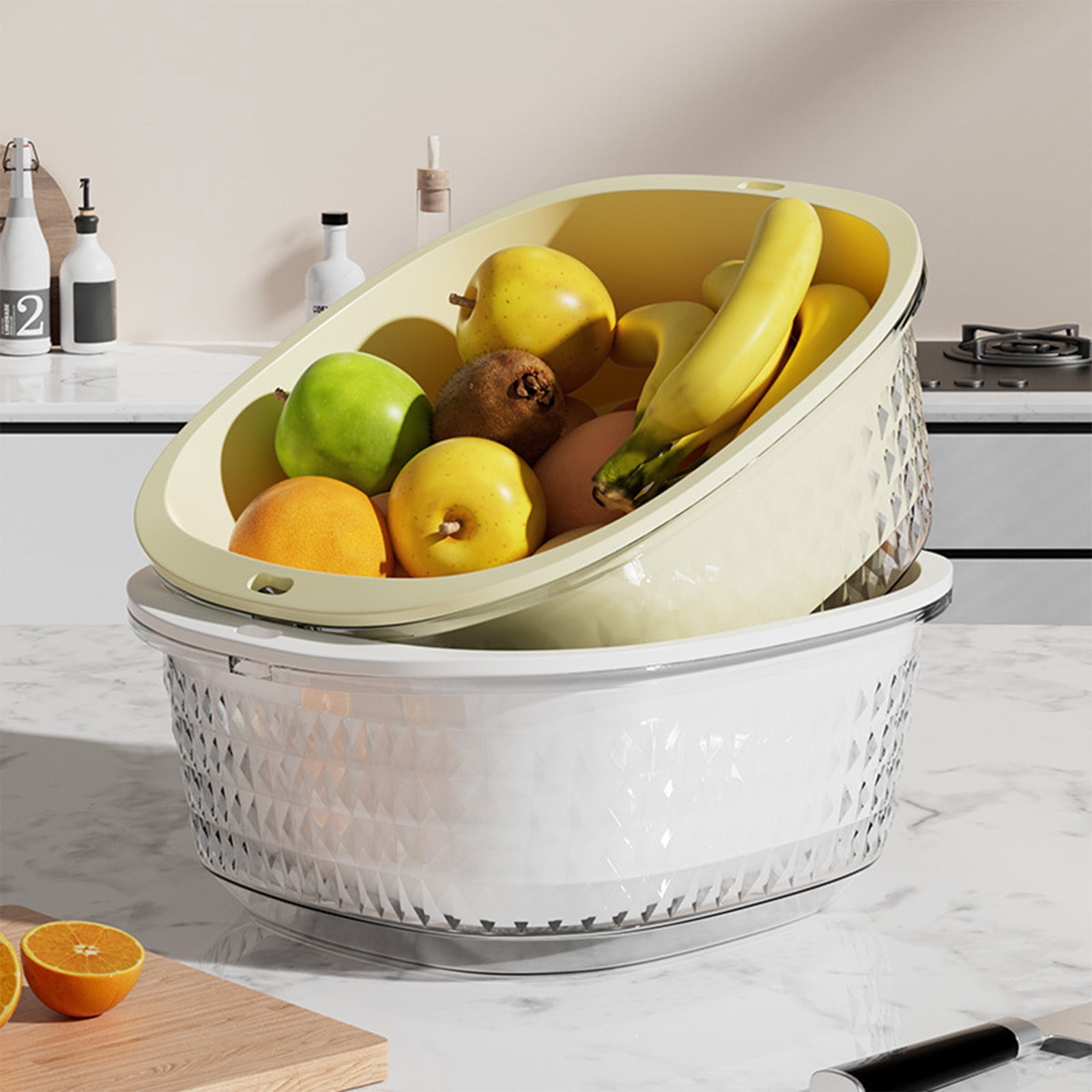 Food Safe Plastic Kitchen Organizer Basket with Drainer Holes - Space ...