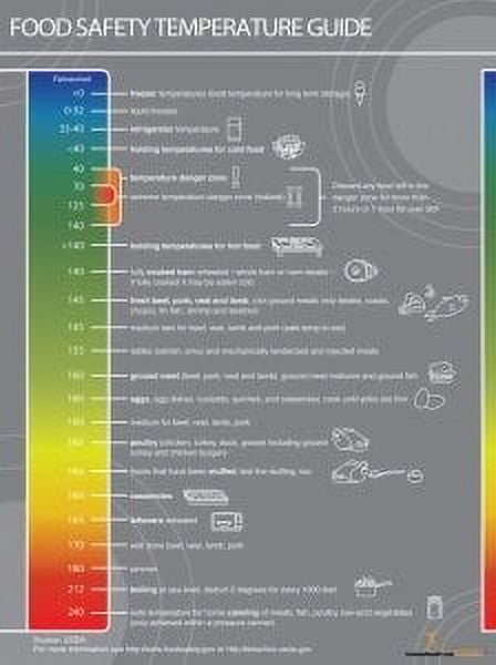 Food Safety Temperatures Poster - Scales of Temperatures from Freeze to ...