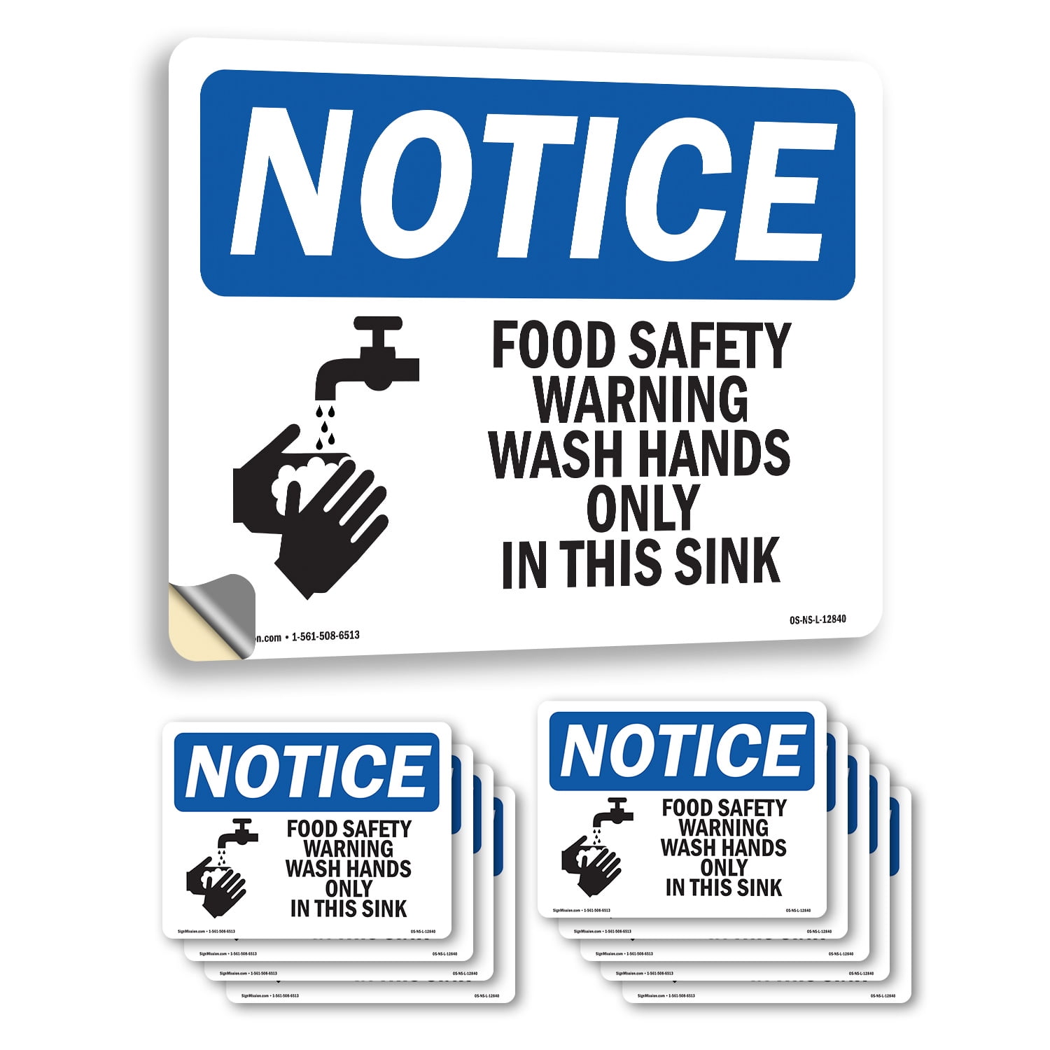 Food Safety Warning Wash Hands With Symbol OSHA Notice Vinyl Decal ...