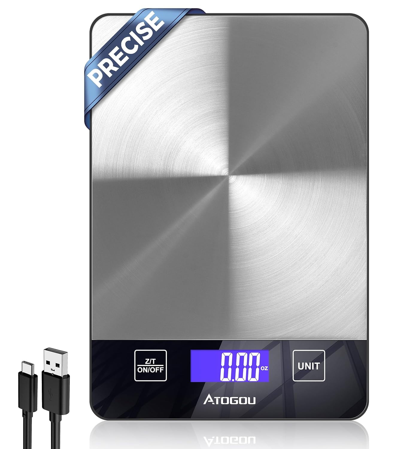 Food Scale, 33lb Rechargeable Kitchen Scale with Full-View Backlit LCD ...