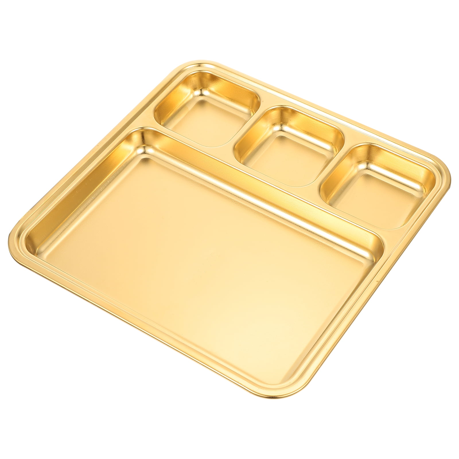 Nutrianeous Golden Stainless Steel Food Divided Plate for Kitchen Use ...