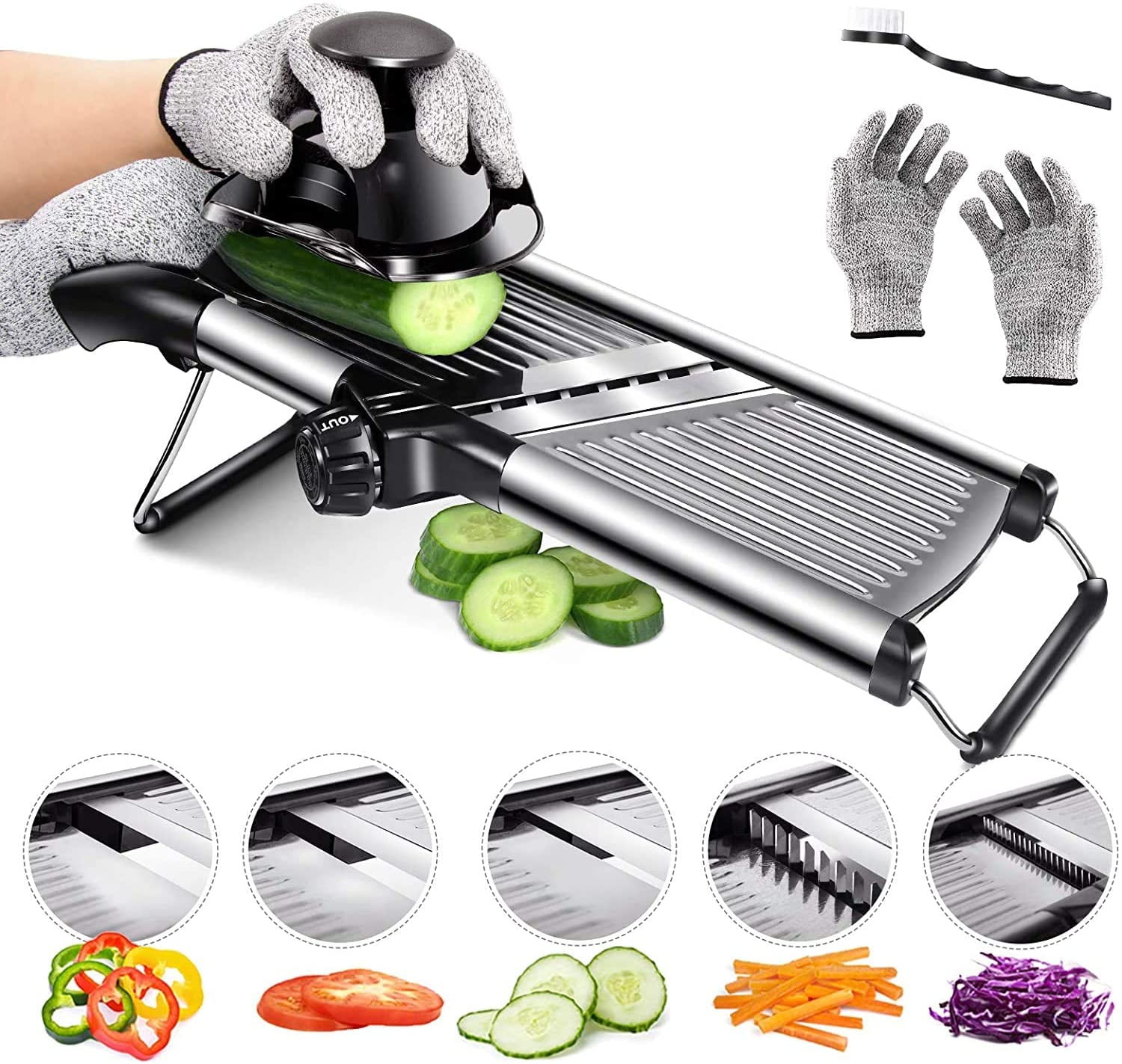 Food Slicer Adjustable Thickness for Cheese Fruits Vegetables Stainless Steel Food Cutter Slicer ...
