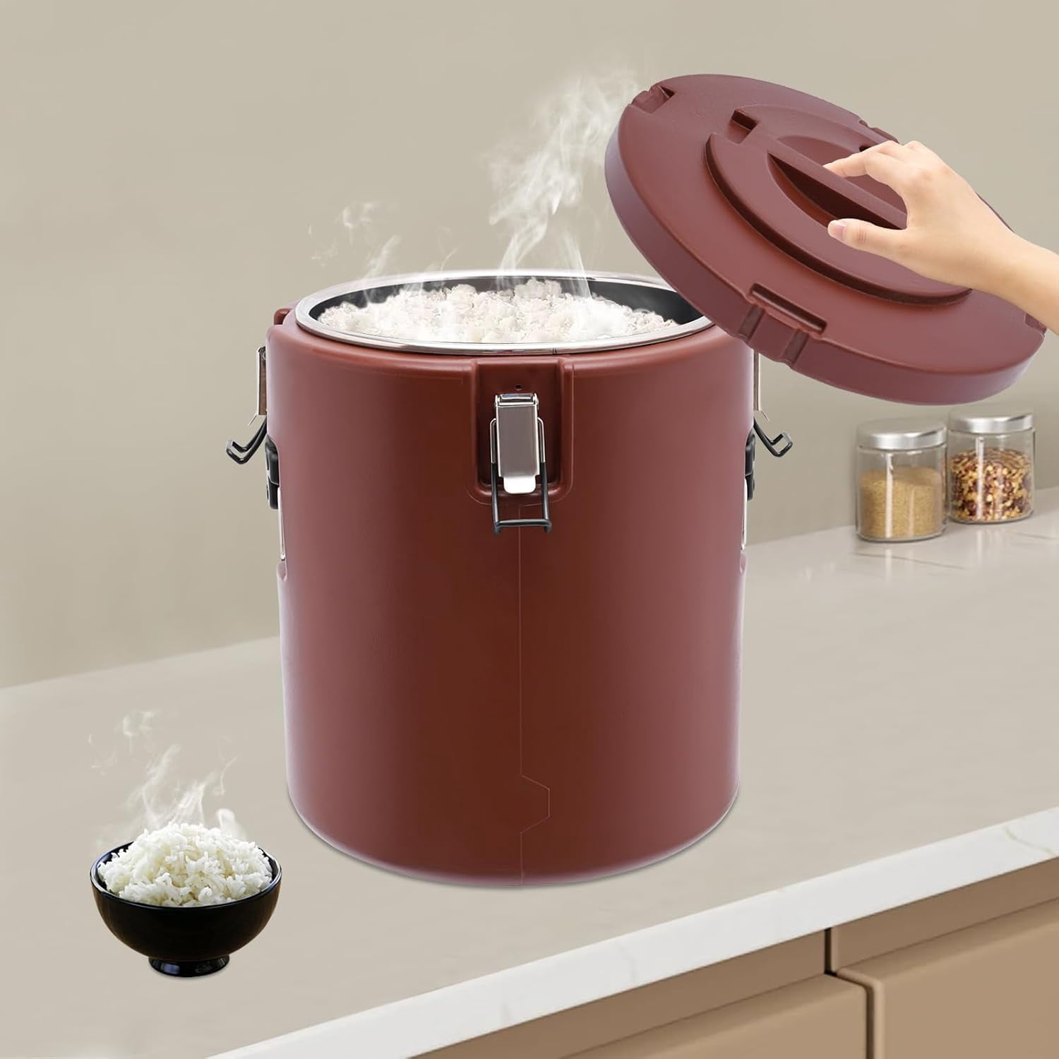 Food Soup Warmer 32QT Insulated Food Carrier Soup Kettle Warmer for Hot ...