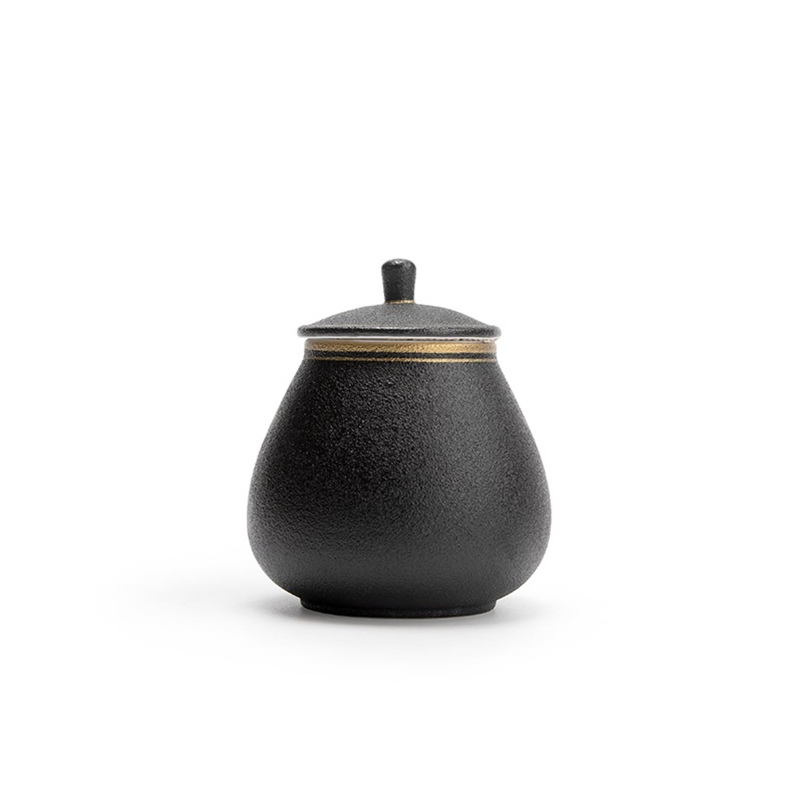Food Storage Canister Black Pottery Tracing Gold Tea Canister Ceramic ...