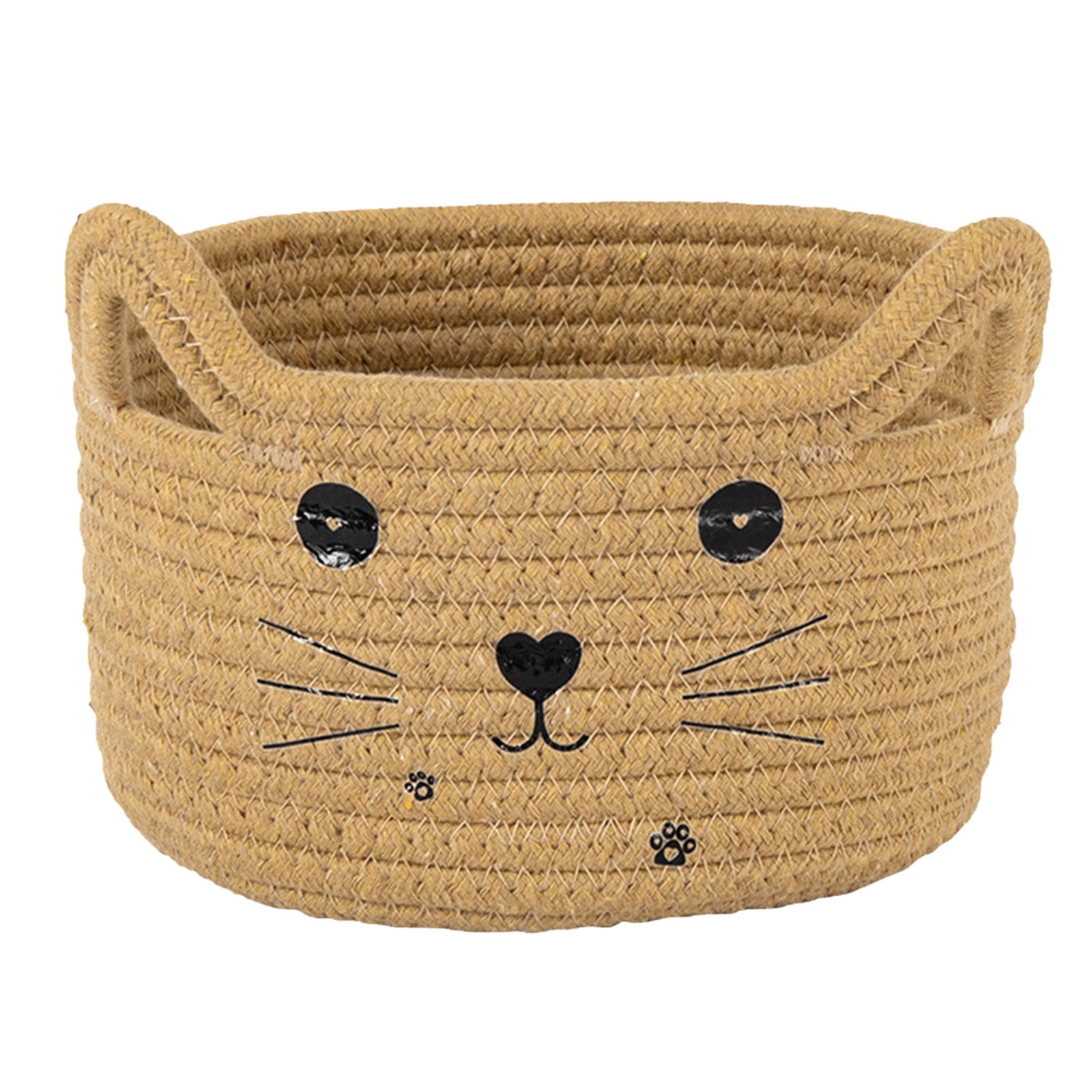 Food Storage Cat Ear Thread Weaving Handmade Desktop Organizer Miscellaneous Sorting Round ...