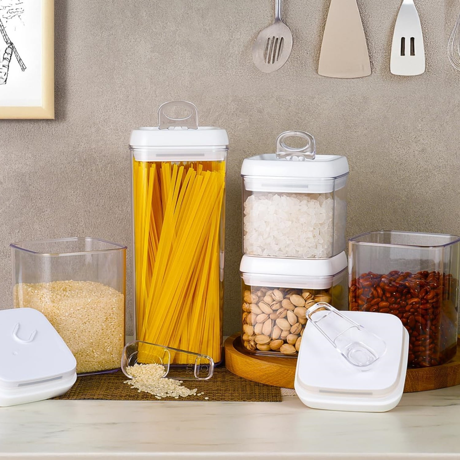 Food Storage Container 5" LARGE 5pk Set + No Residue Label, Airtight ...