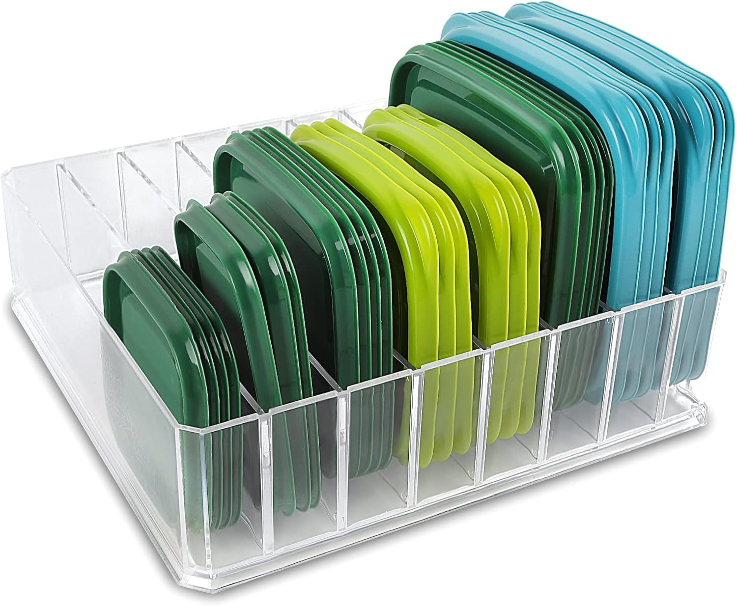 Food Storage Container Lid Organizer, Plastic Lid Holder with 7 ...