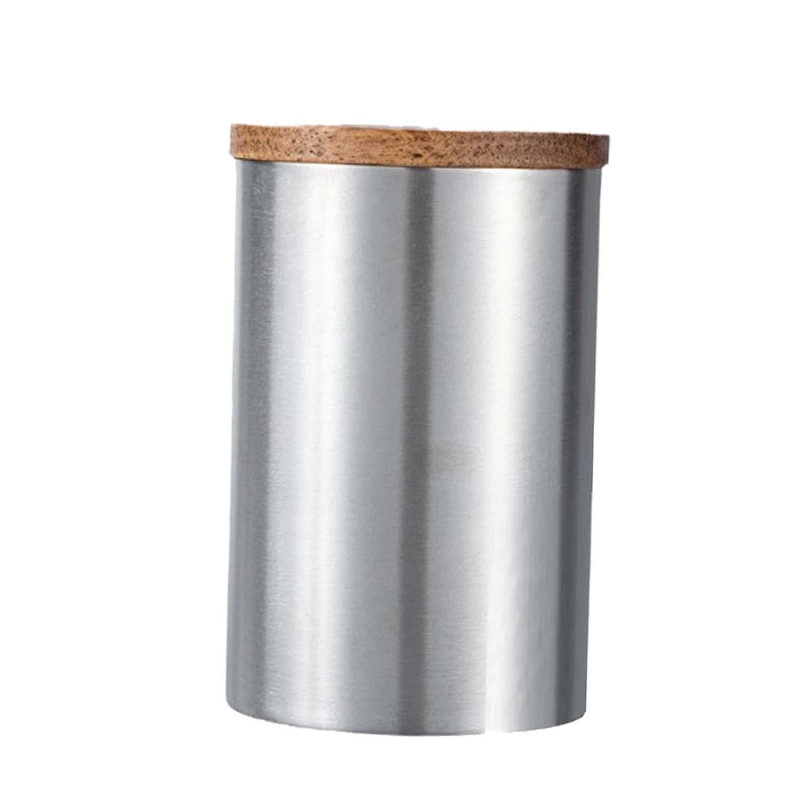 Food Storage Container Stainless Steel Storage Jar with Wood Lid ...
