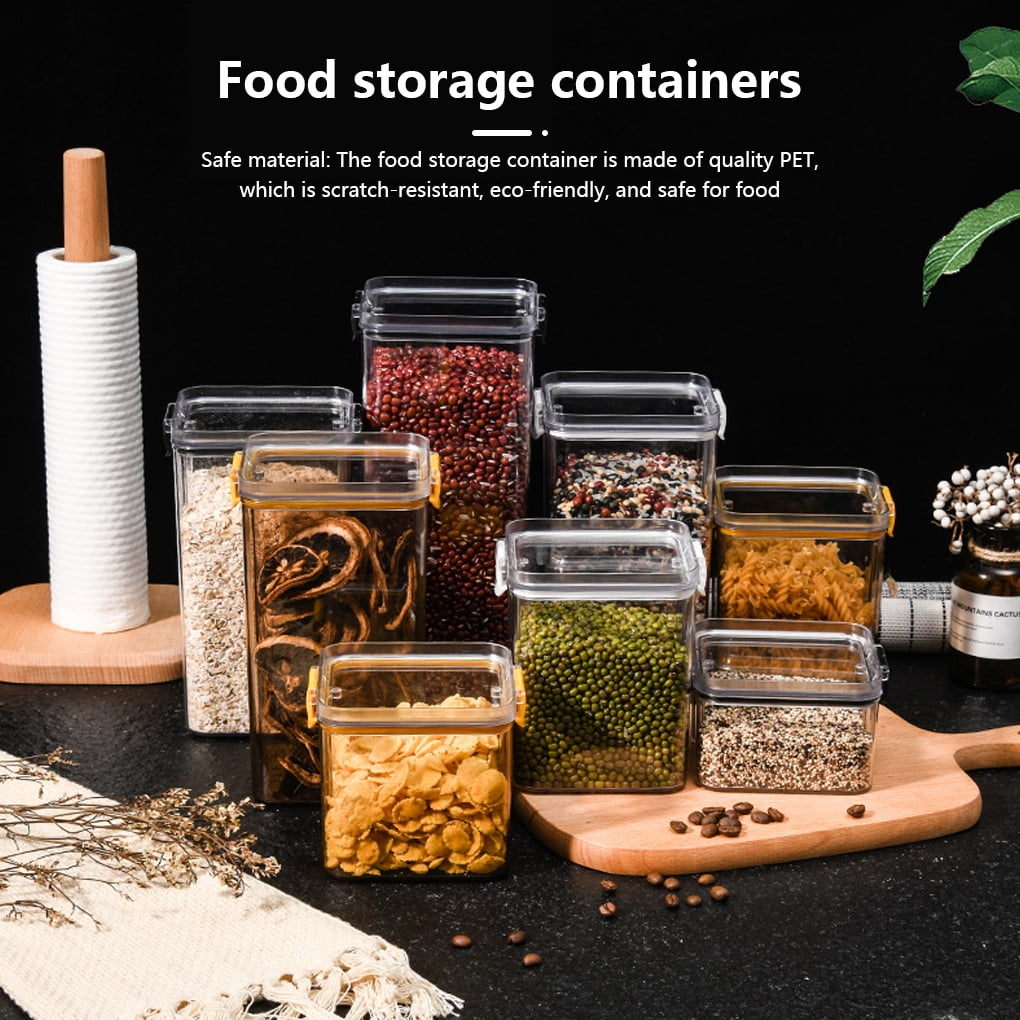 Food Storage Container with Airtight Lids Kitchen Rice Dispenser Spices ...