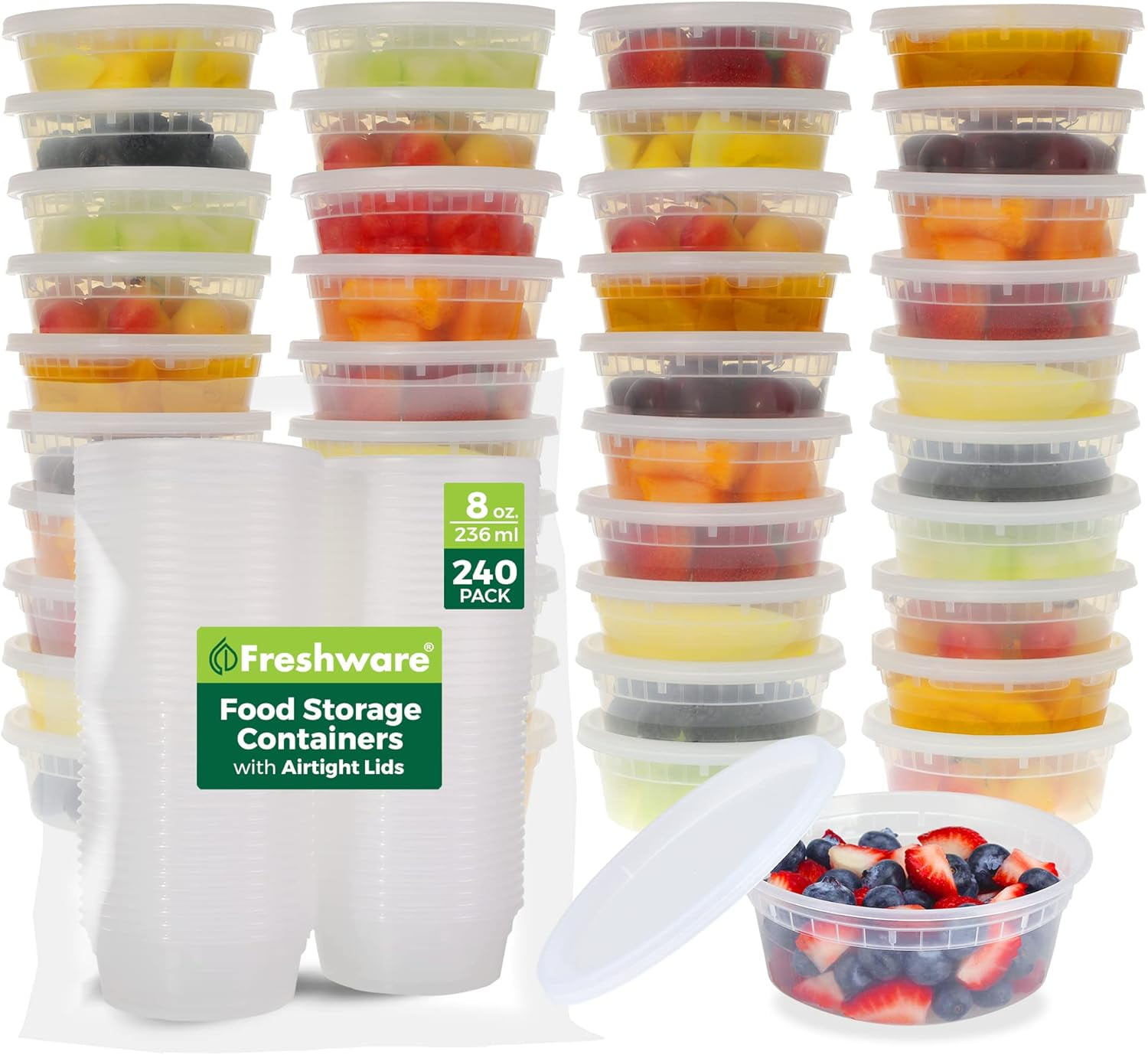 Food Storage Containers [50 Set] 8 oz Plastic Deli Containers with Lids ...