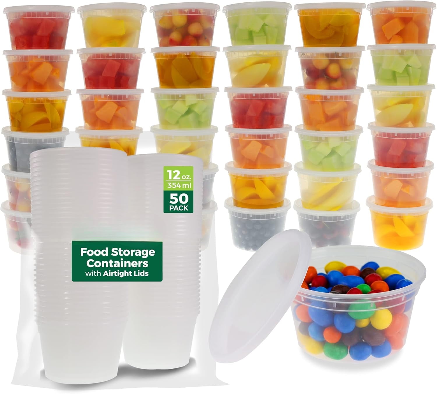 Food Storage Containers [50 Set] 8 oz Plastic Deli Containers with Lids ...