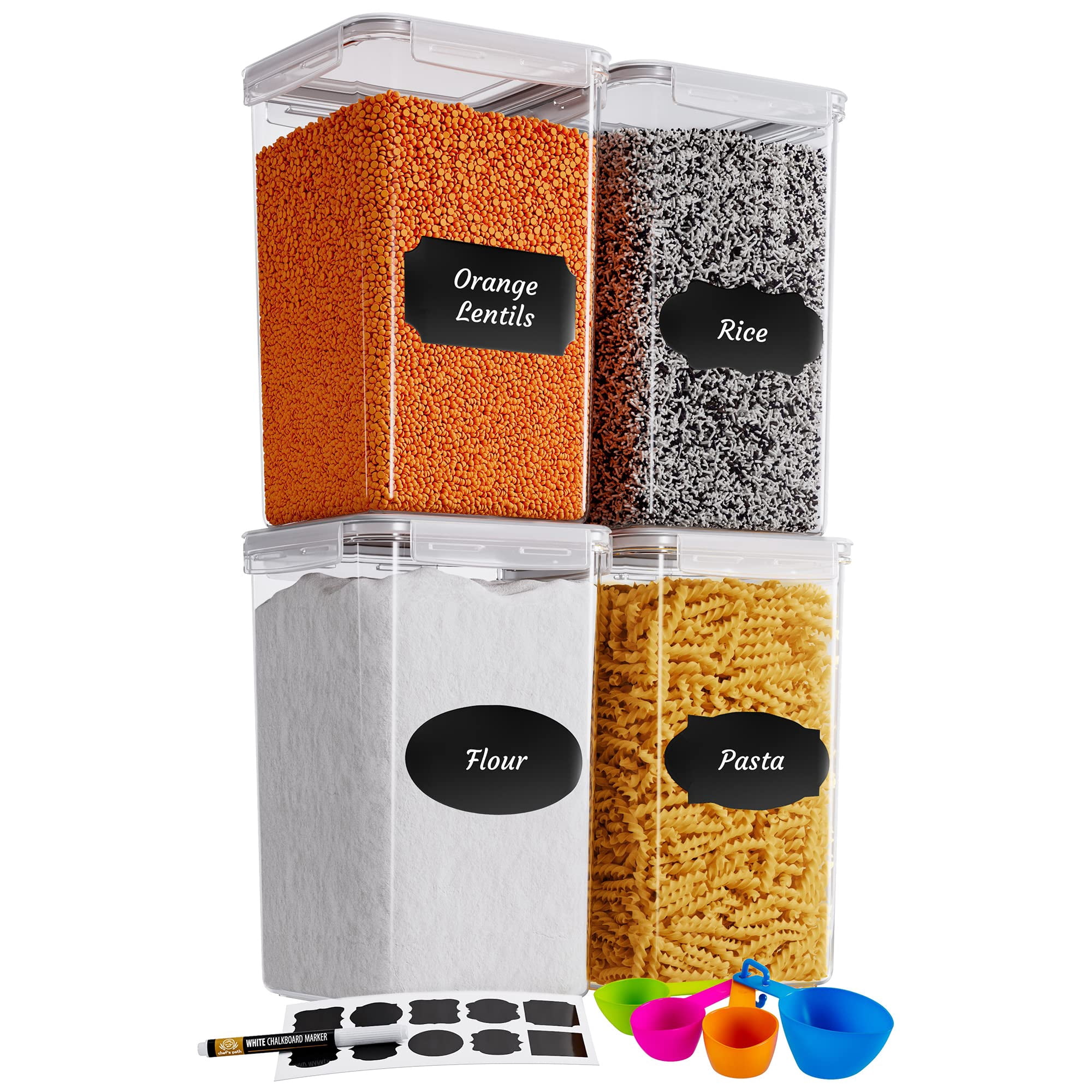 Food Storage Containers 6.5 L - 4 Pack, Airtight for Dry Goods ...