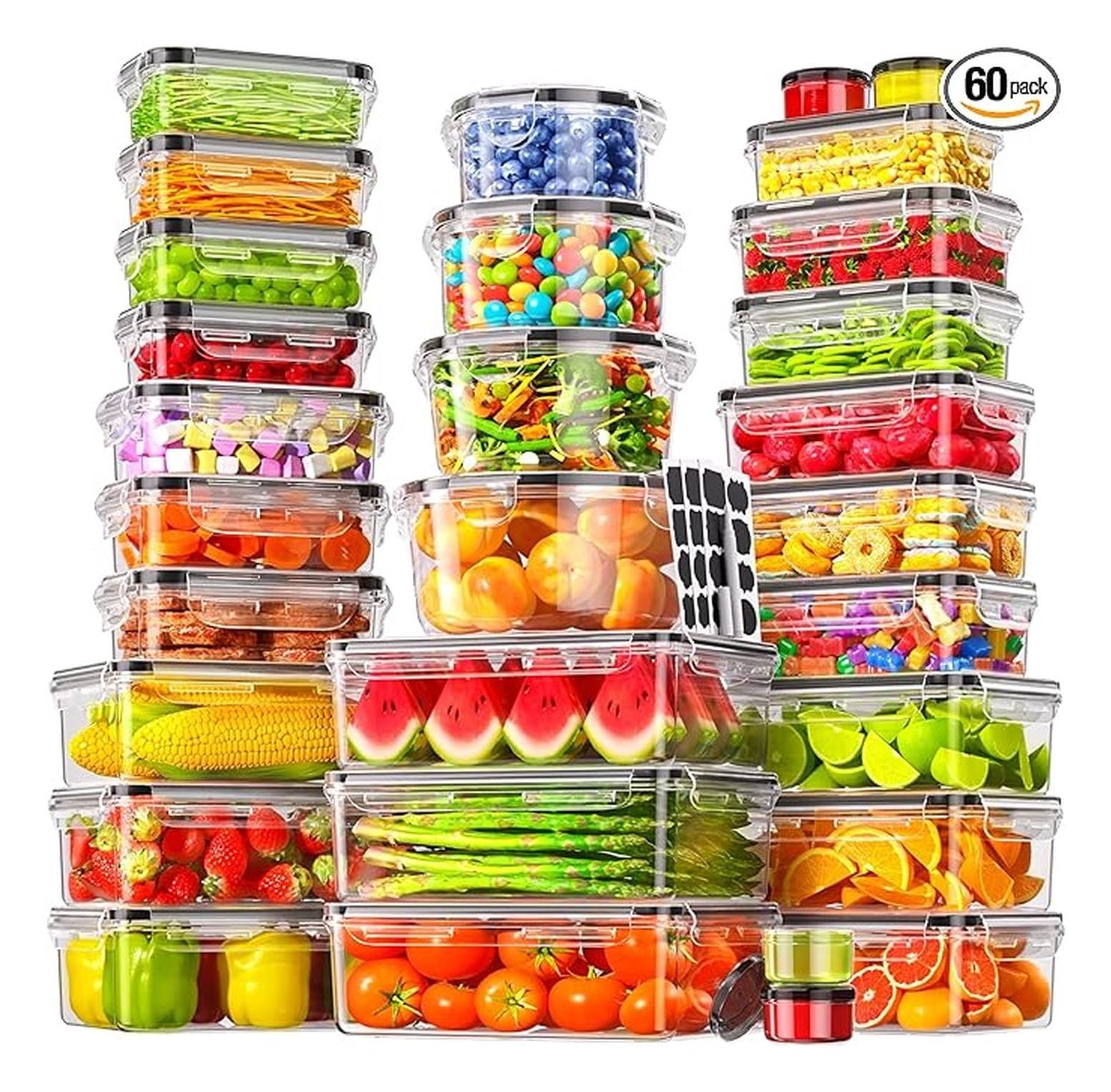 Food Storage Containers 60 Pack, Airtight Leakproof Containers with ...