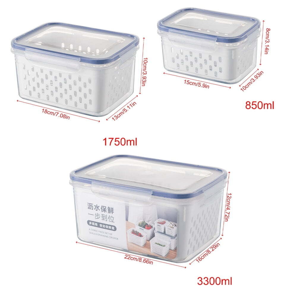 Food Storage Containers with Airtight Lid & Colander, Fresh Produce ...