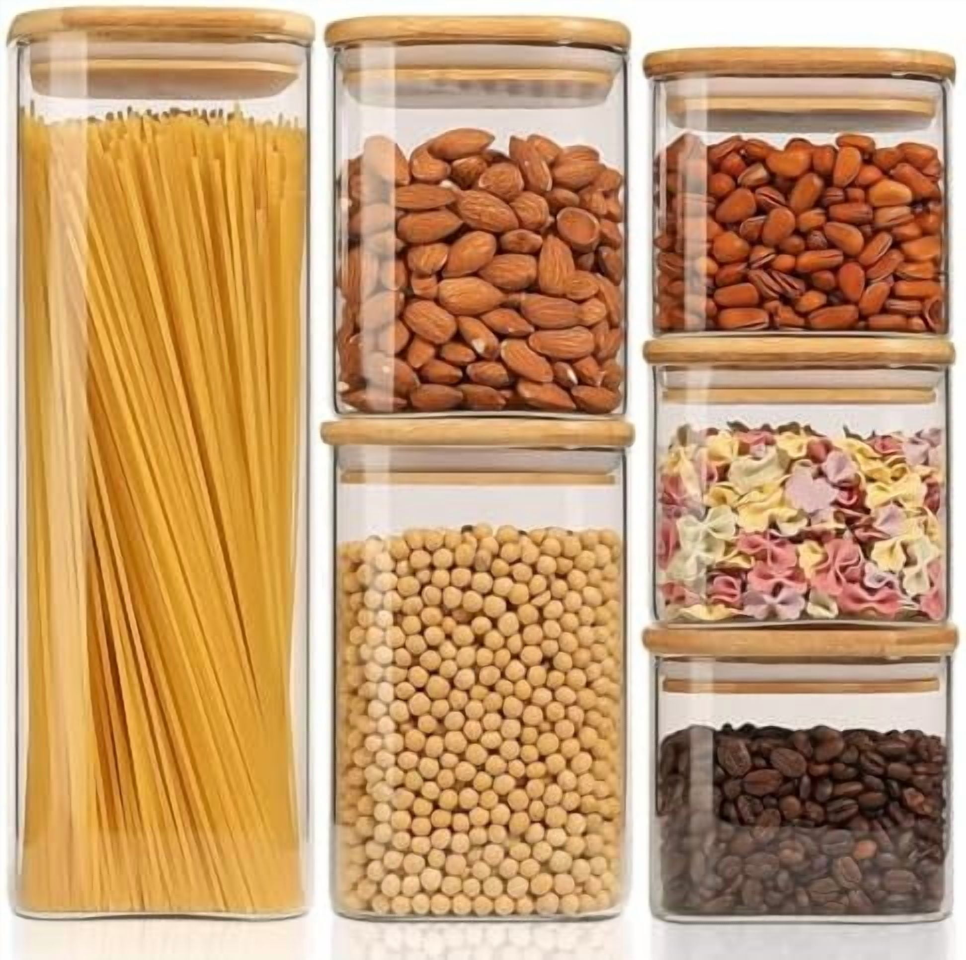 Food Storage Containers with Airtight Lids Set of 6, Clear Glass ...