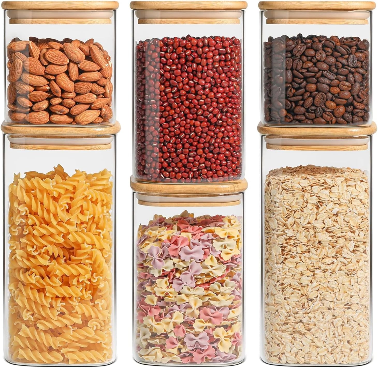 Food Storage Containers with Airtight Lids Set of 6, Clear Glass ...