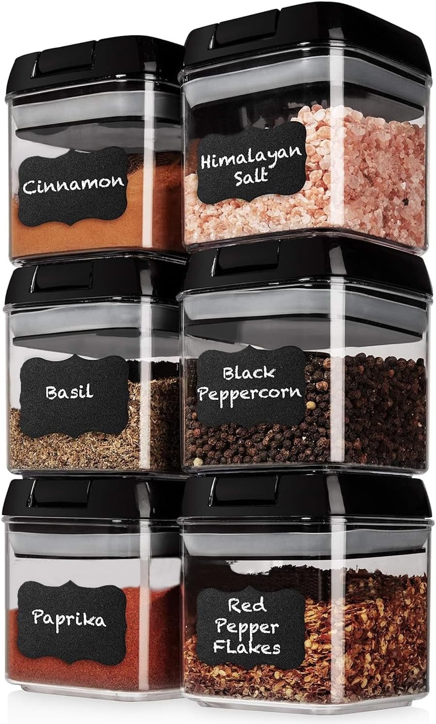 Food Storage Containers - BPA Free Clear Plastic Snack & Spice Containers with Easy Lock Lids ...