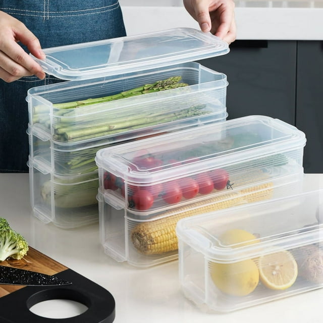 Food Storage Containers, Fridge Organizer Case with Removable Drain ...