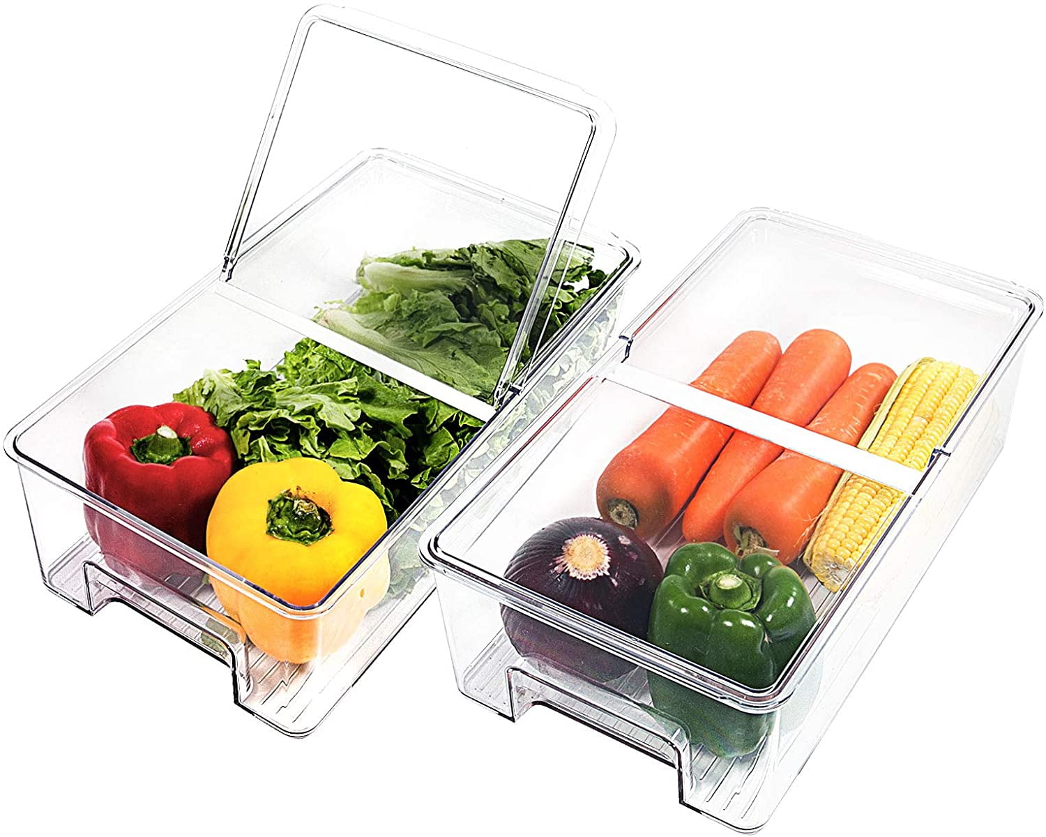 Food Storage Containers Fridge Produce Saver- Stackable Refrigerator ...