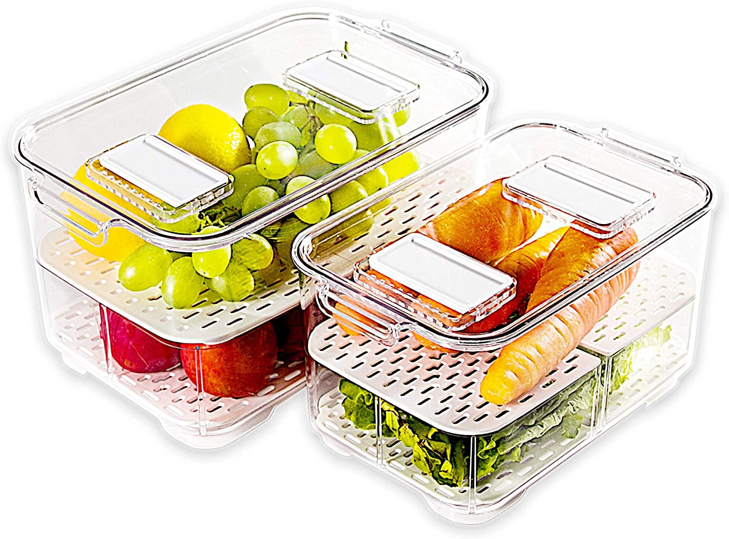 Food Storage Containers Fridge Produce Saver - Stackable Refrigerator ...