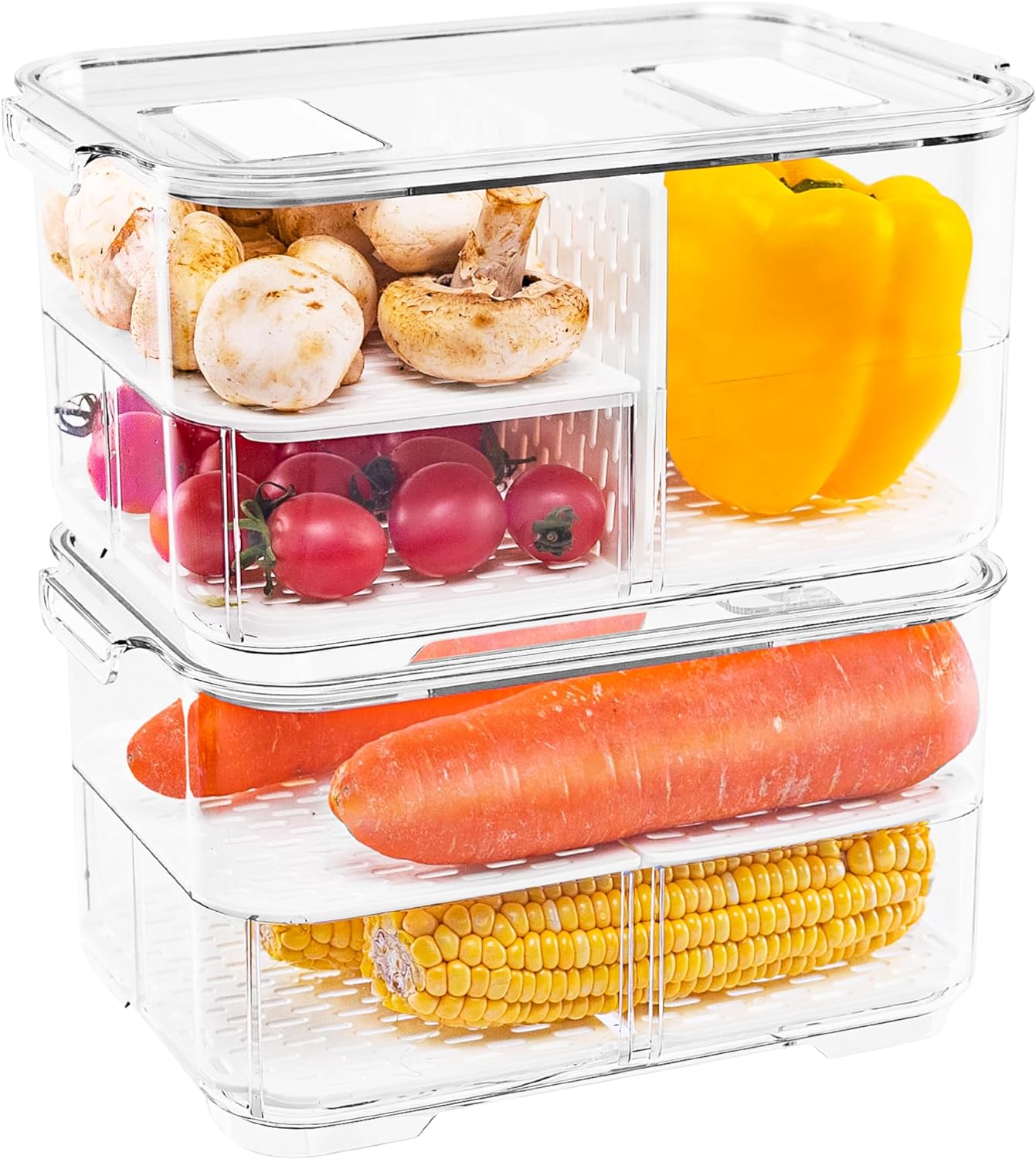 Food Storage Containers Fridge Produce Saver- Stackable Refrigerator ...