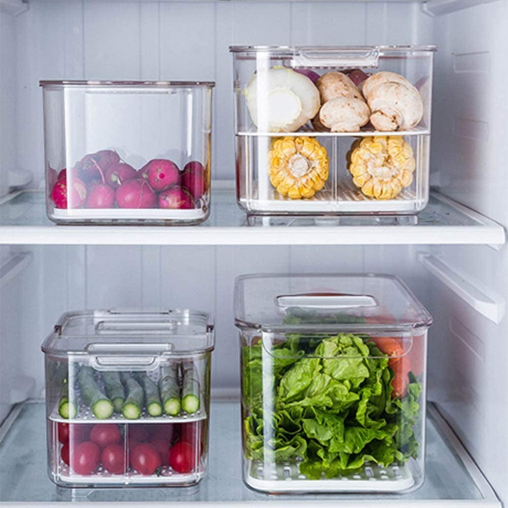Food Storage Containers Fridge Produce Saver- Stackable Refrigerator ...