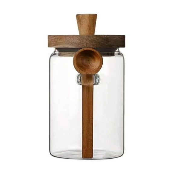 Food Storage Containers,Glass Sealed Storage Jar With Wooden Lid Coffee ...