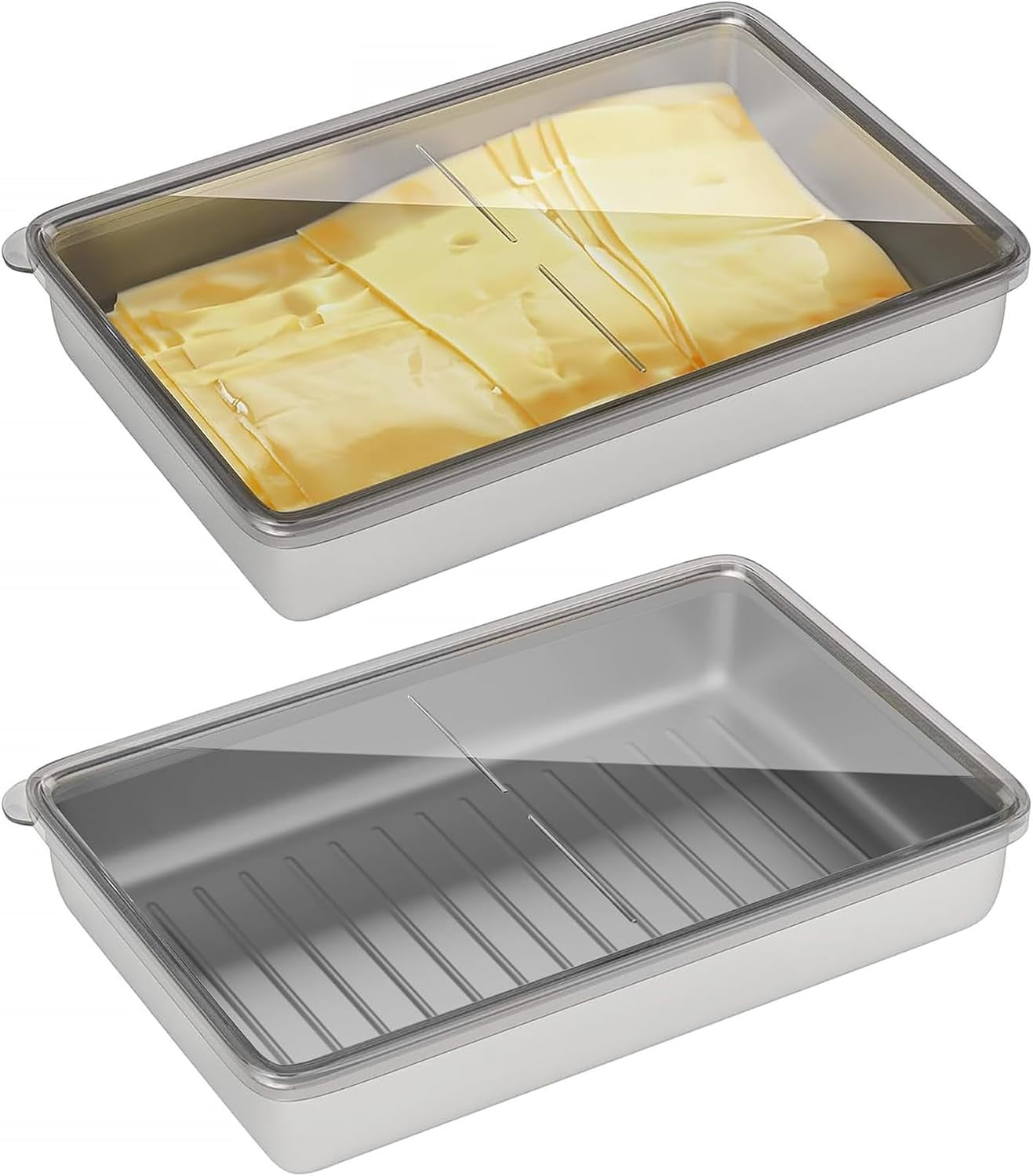 Food Storage Containers with Lids: 2 Pcs Stainless Steel Airtight ...