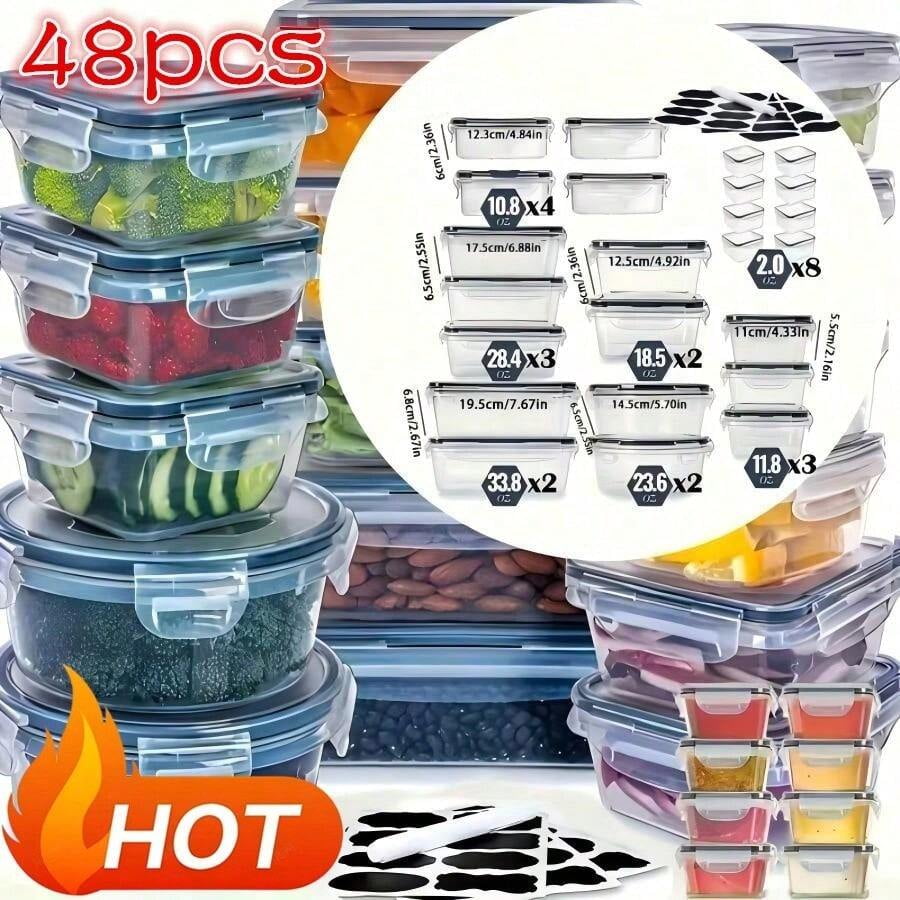 Food Storage Containers with Lids 48/52 Piece Set, Leak-Proof Meal Prep ...