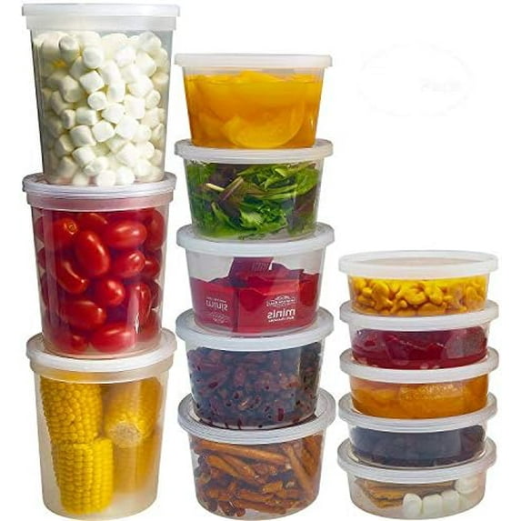 Food Storage Containers with Lids 8oz, 16oz, 32oz Freezer Deli Cups ...