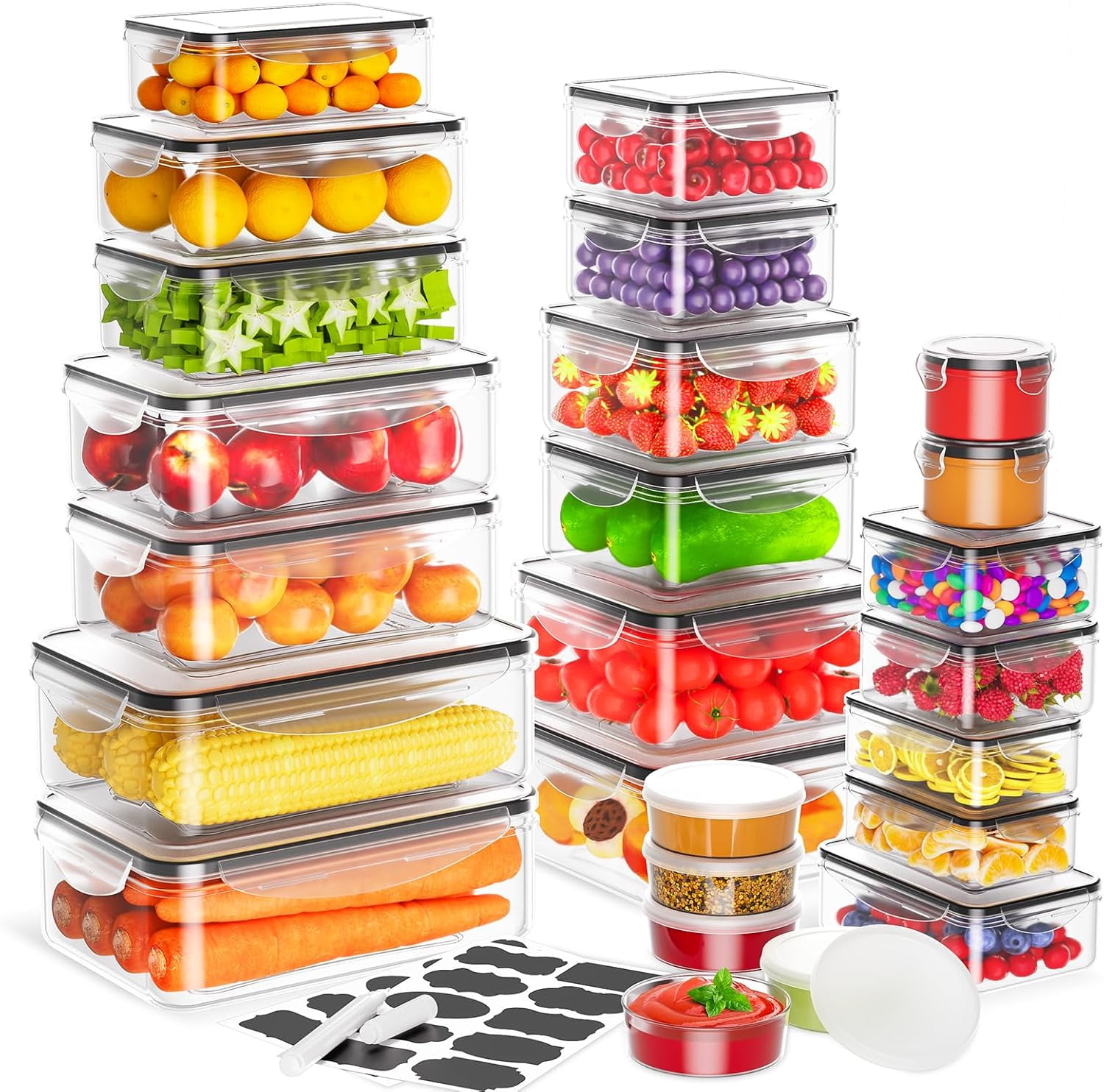 Food Storage Containers with Lids Airtight (26 Lids & 26 Containers ...