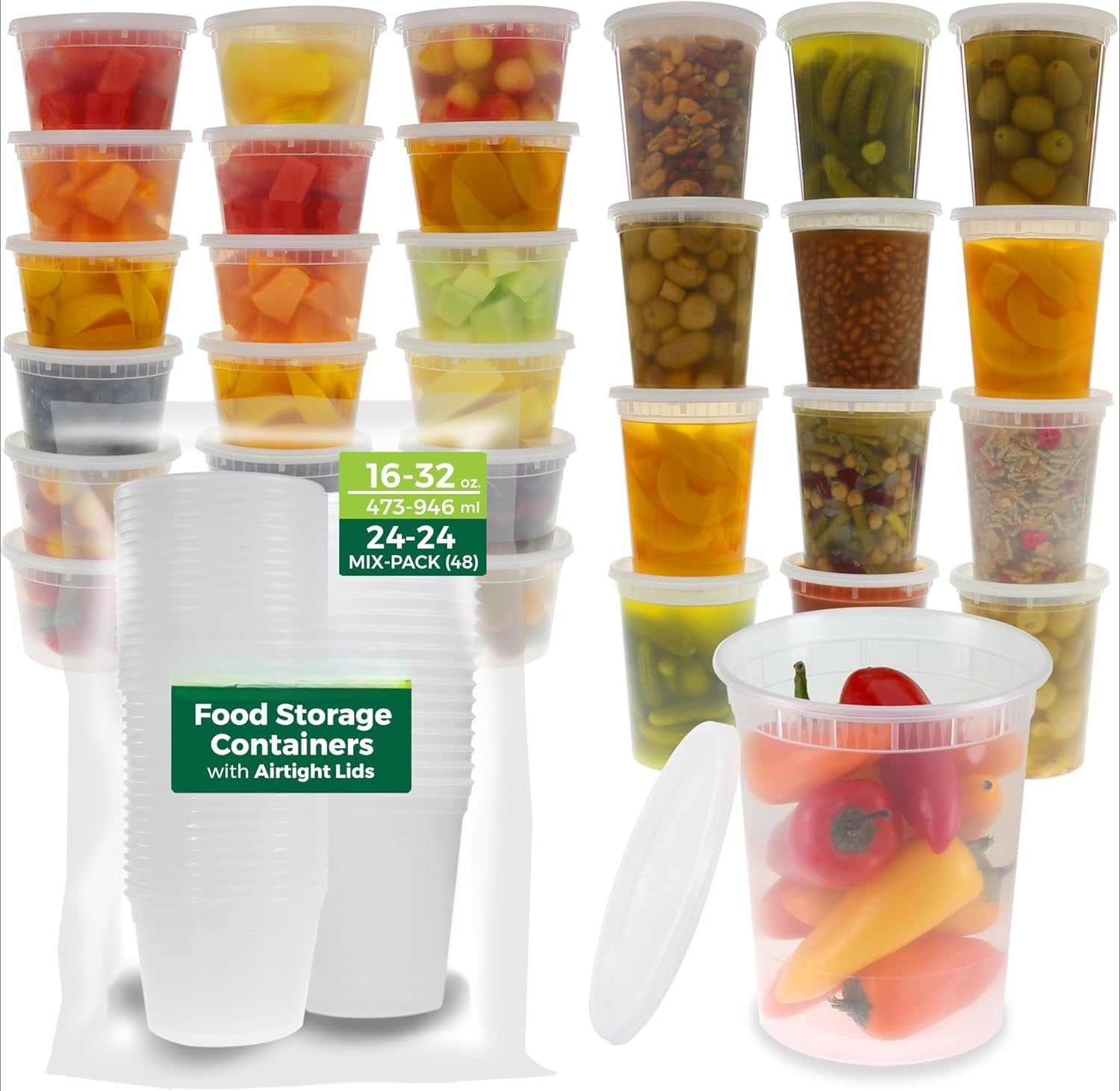 Food Storage Containers, Plastic Deli Containers with Lids, Slime, Soup ...